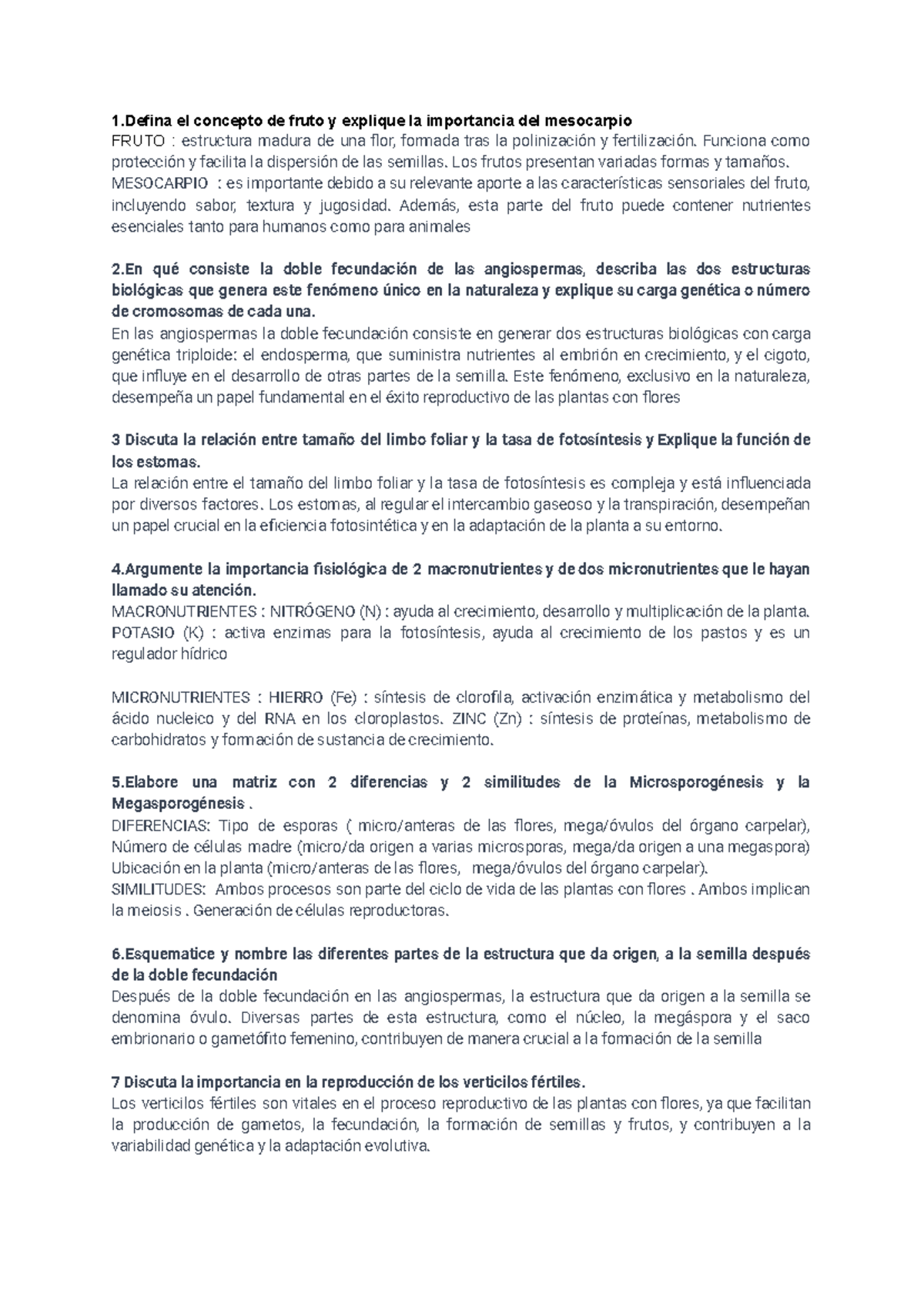 Posibles respuestas - 1 el concepto de fruto y explique la importancia ...
