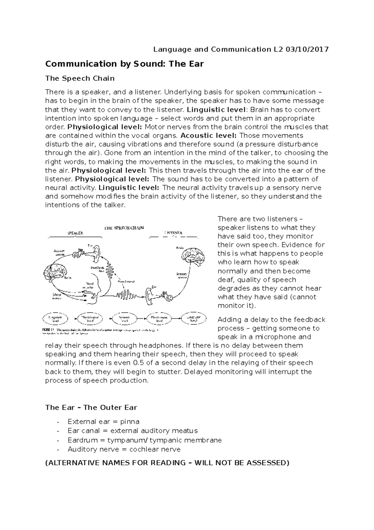 L2 Communication by Sound - The Ear - Language and Communication L2 03 ...