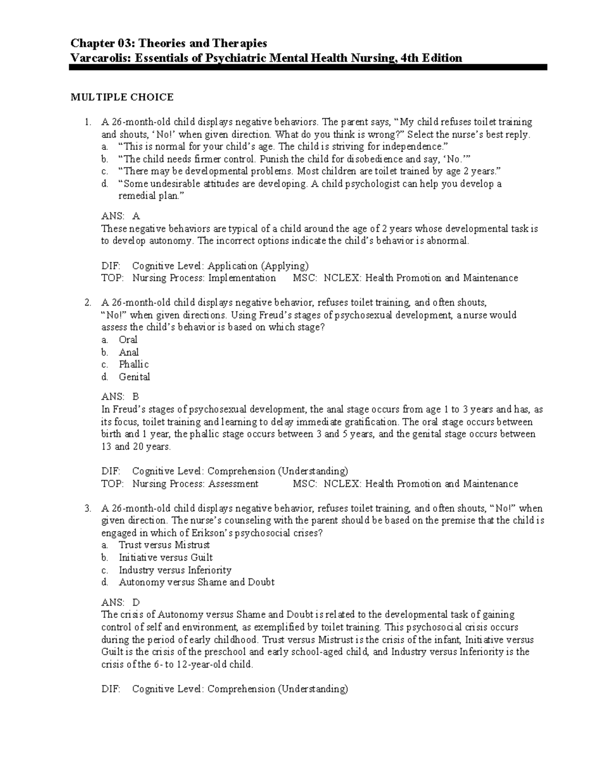 Chapter 03 Theories and Therapies - Chapter 03: Theories and Therapies ...