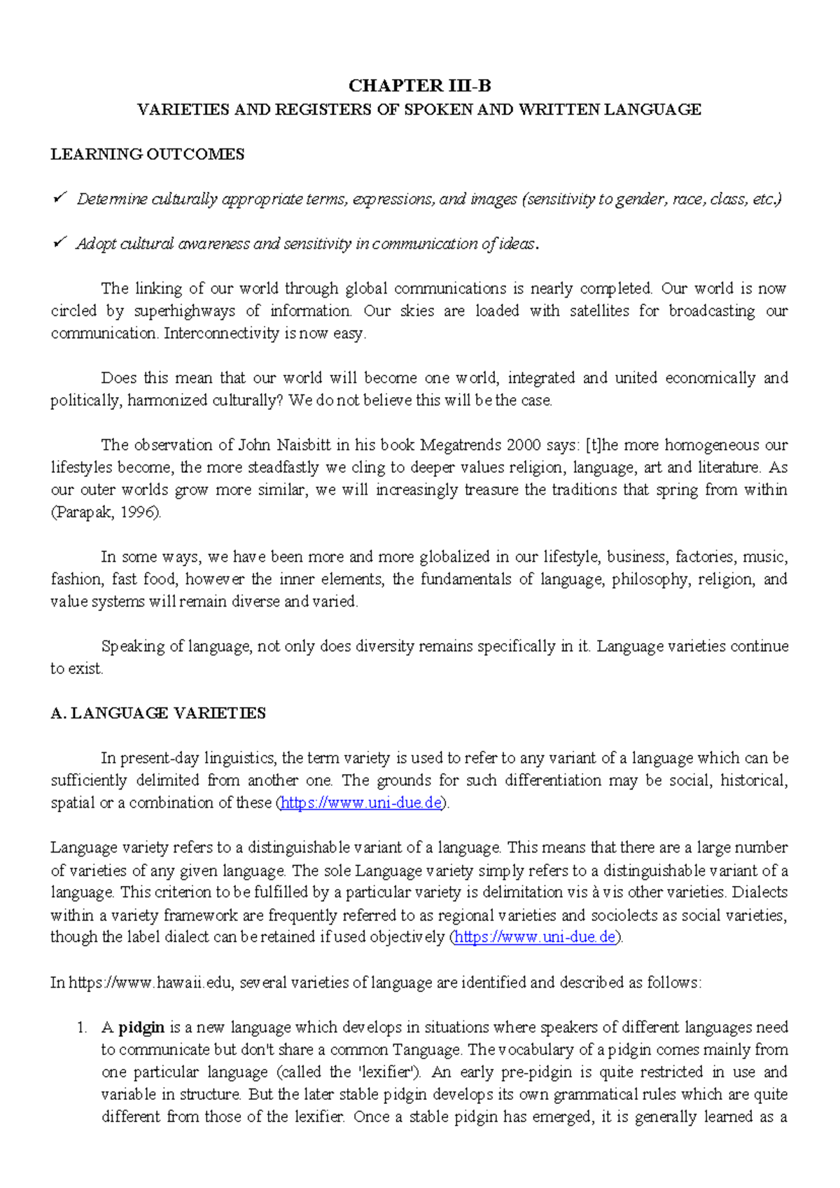 Word file chap iii - Chapter 3 - Word File - CHAPTER III-B VARIETIES AND REGISTERS OF SPOKEN AND ...