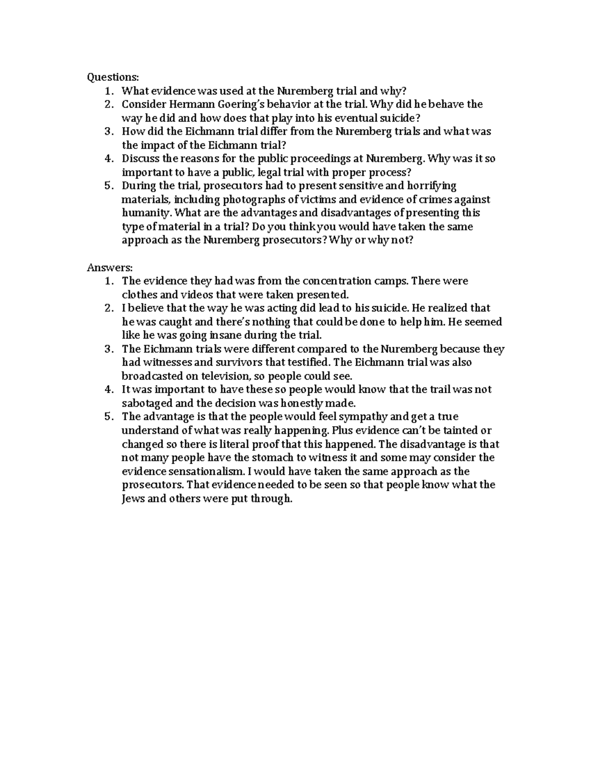 Unit 8 Text Questions - Questions: 1. What evidence was used at the ...
