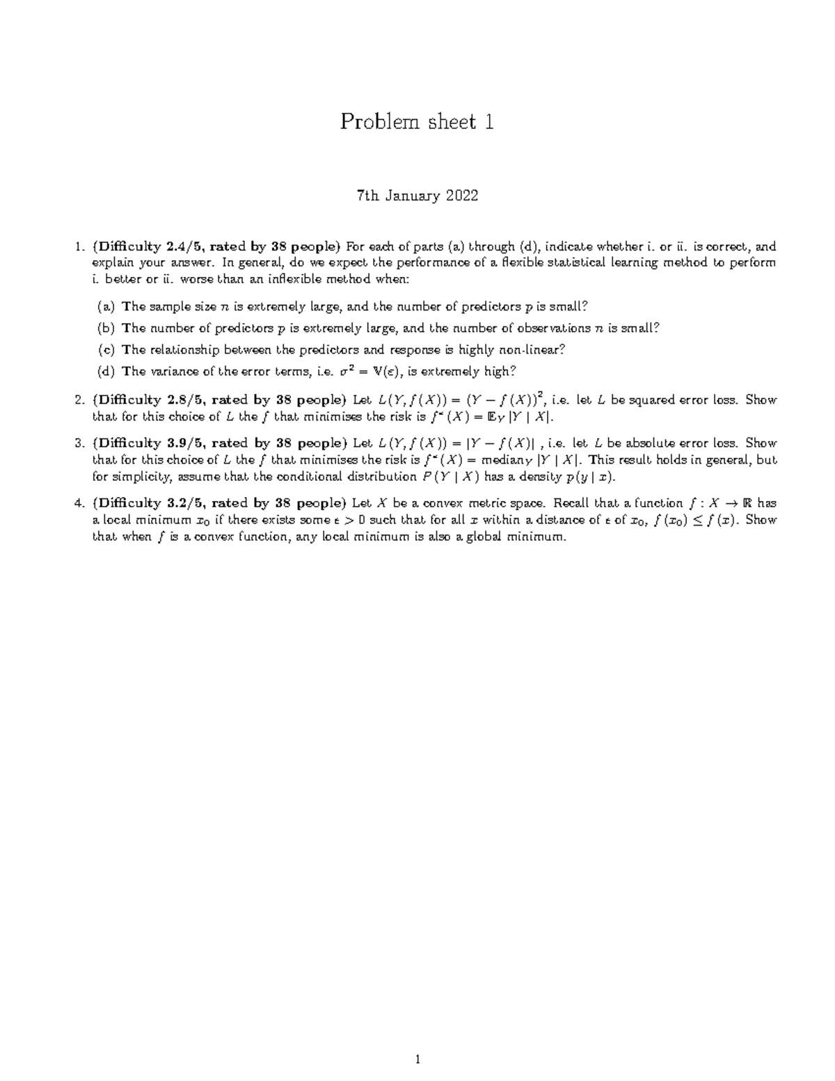 Problem sheet 1 - Intro - Problem sheet 1 7th January 2022 1 ...