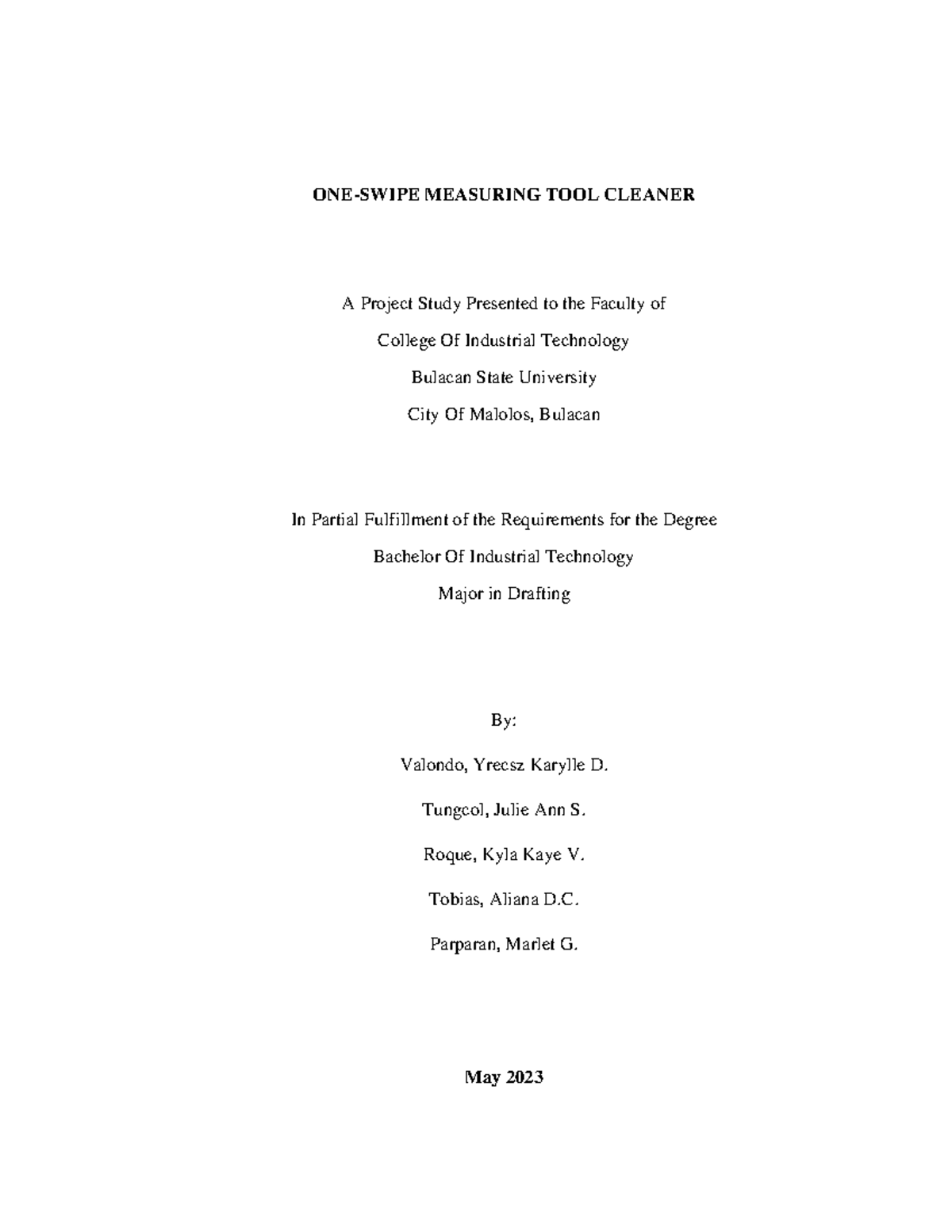 Final Paper ONE Swipe Measuring TOOL Cleaner - ONE-SWIPE MEASURING TOOL ...