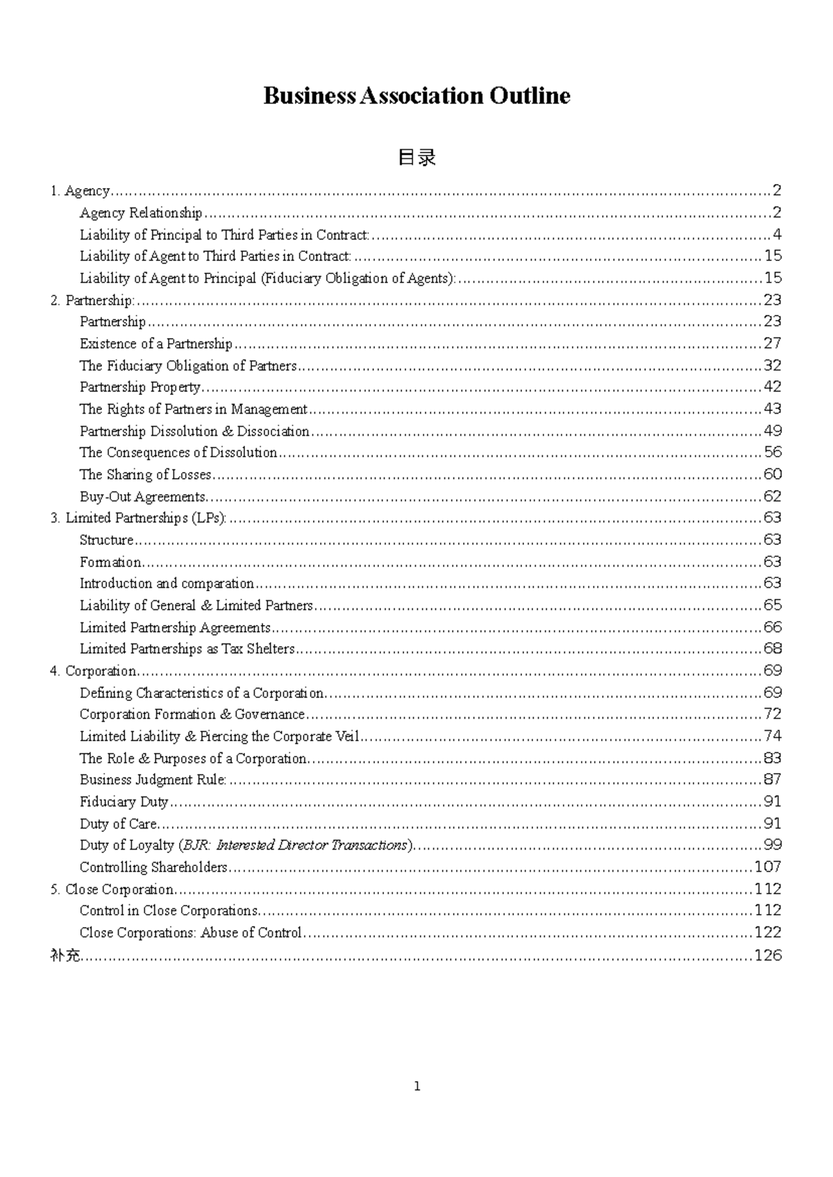 BA Outline - bussiness association - Business Association Outline - Studocu