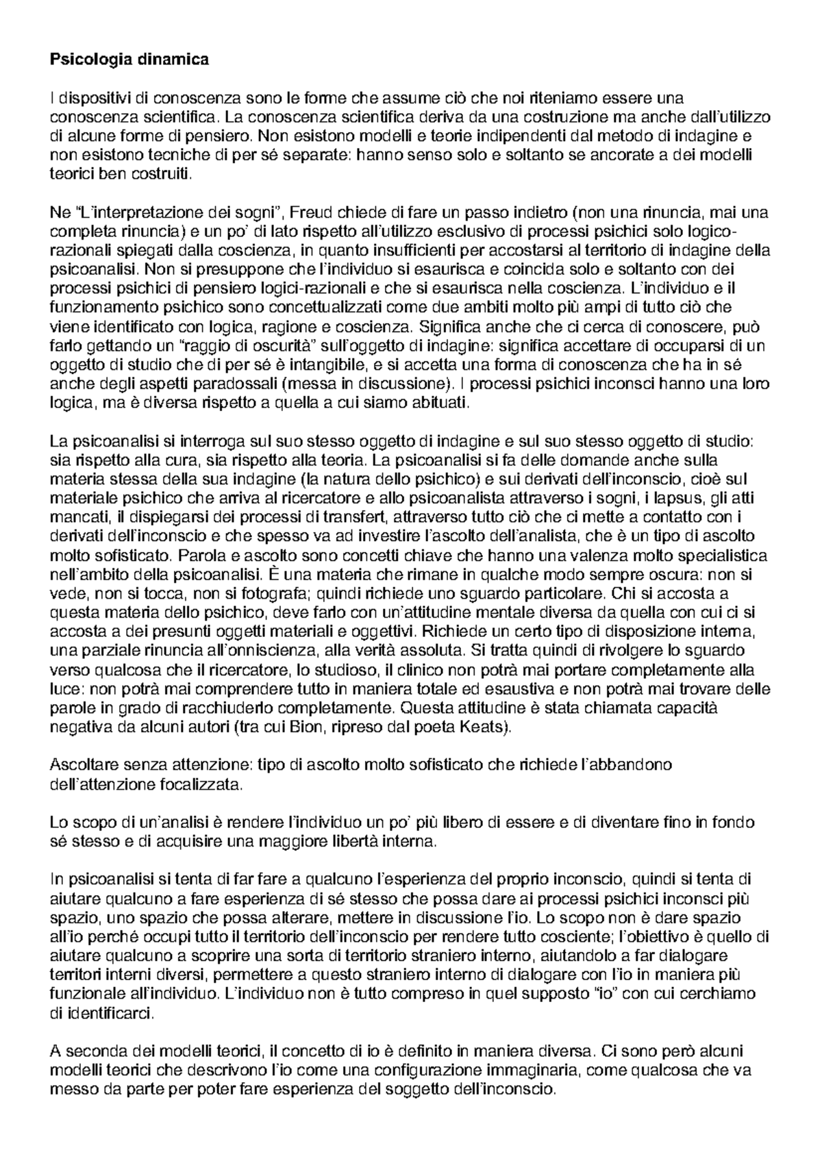 Dinamica - Psicologia dinamica I dispositivi di conoscenza sono le ...
