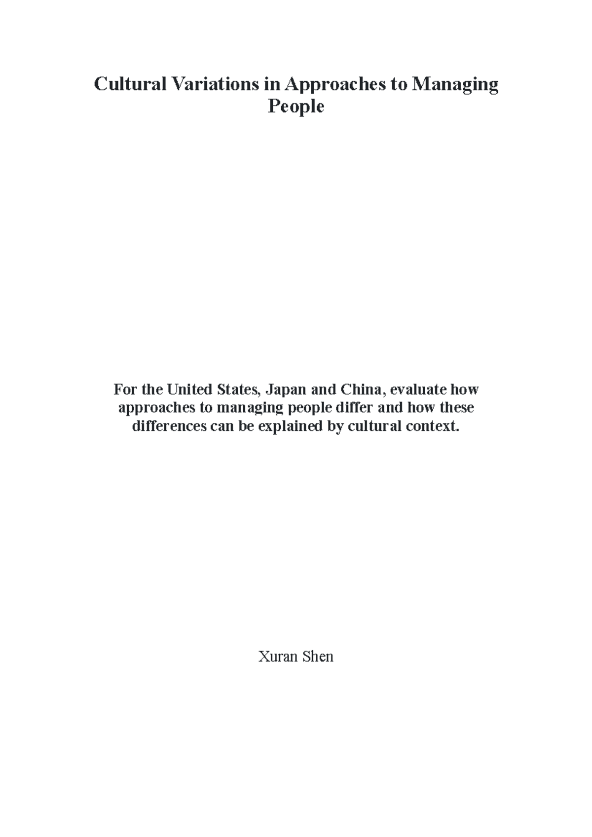 Cultural Variations in Approaches to Managing Peop - Cultural ...