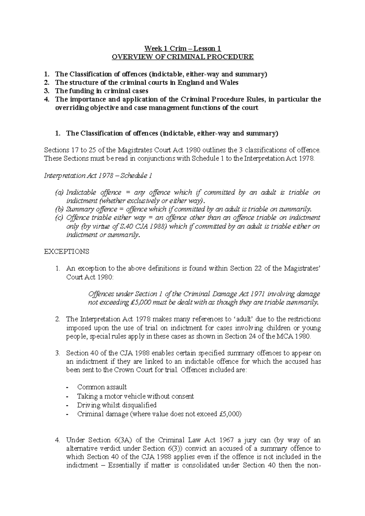 Week 1 Criminal - Overview of Criminal Procedure - Week 1 Crim – Lesson ...