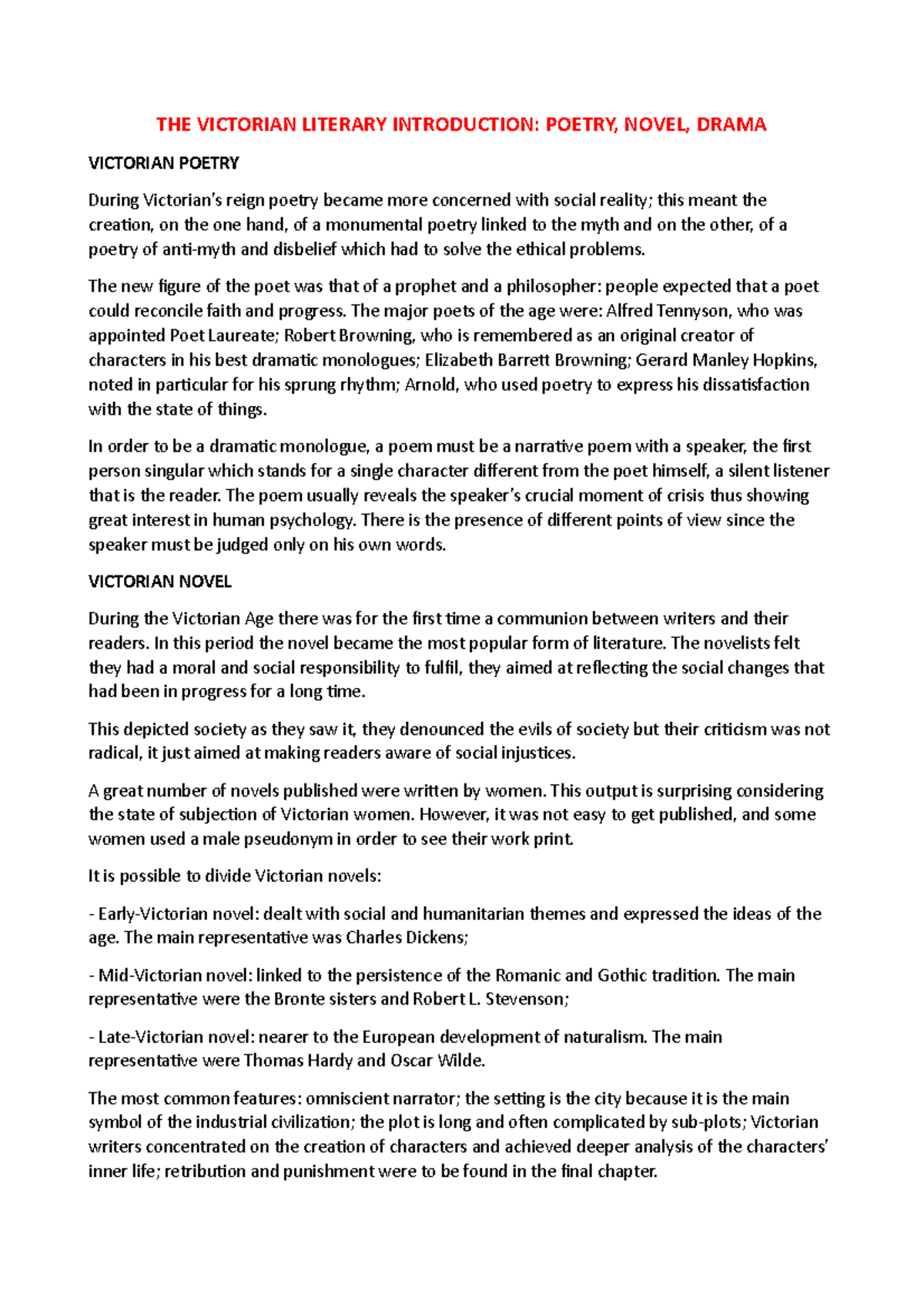 THE Victorian Literary Introduction fatto bene - THE VICTORIAN LITERARY ...