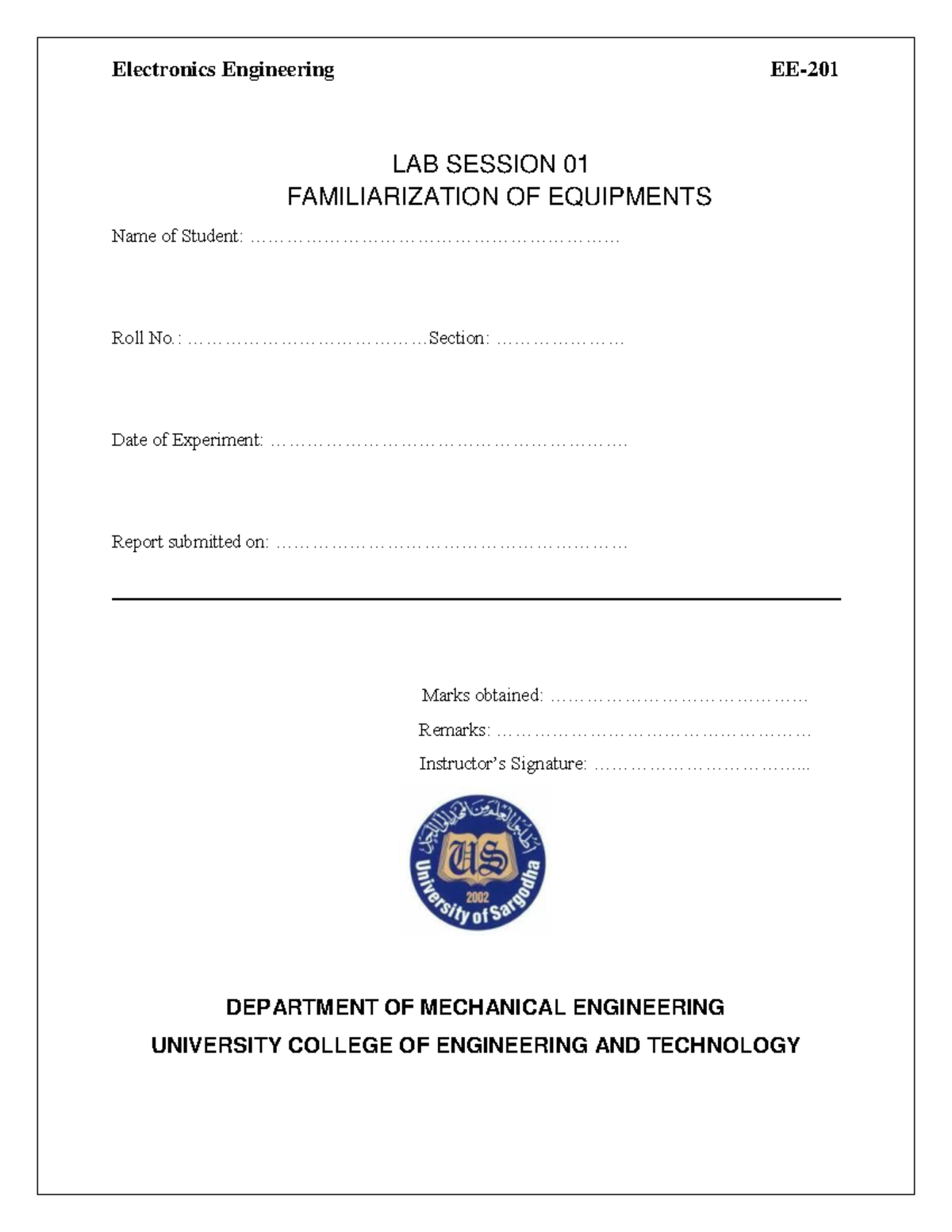 1588414126 lab session 01 - LAB SESSION 01 FAMILIARIZATION OF ...