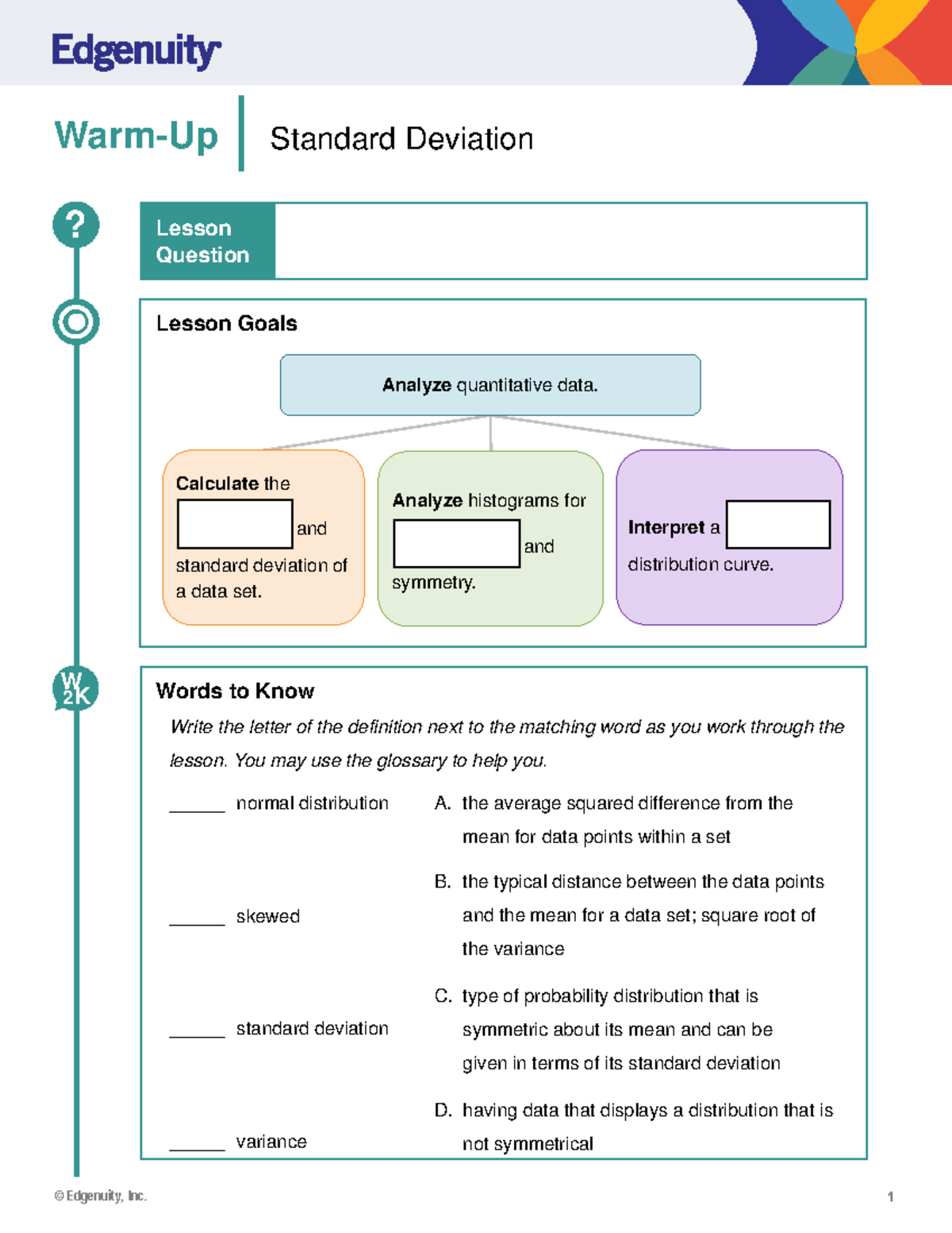 3109 12 06 Standard Deviation GN SE - Lesson Question ? Warm-Up ...