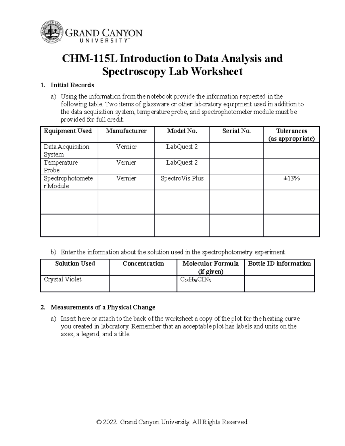 CHM-115L Data Acquisition And Spectroscopy - CHM-115L Introduction to Data Analysis and ...