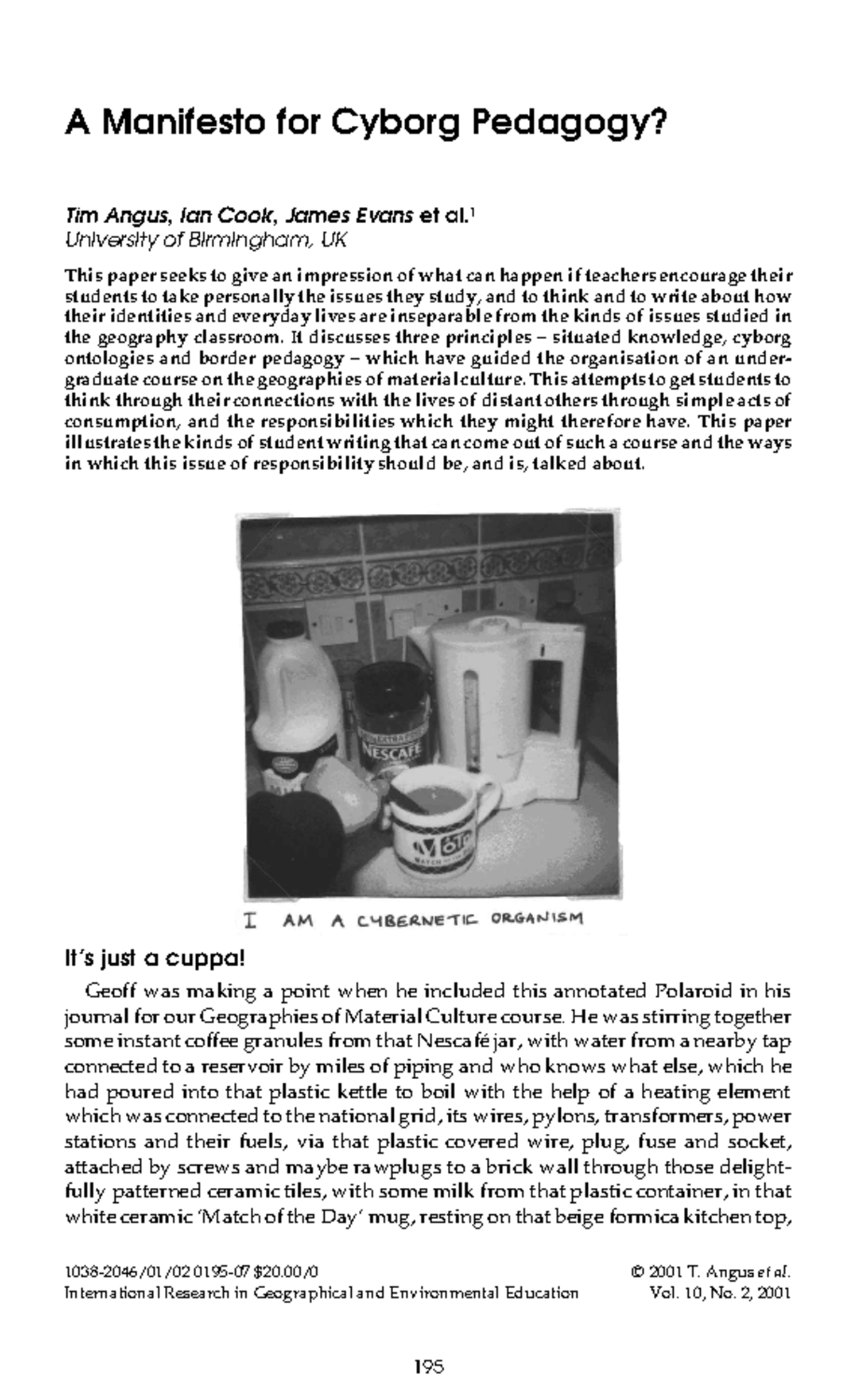 2. Da tradurre Cyborg Pedagogy - A Manifesto for Cyborg Pedagogy? Tim ...