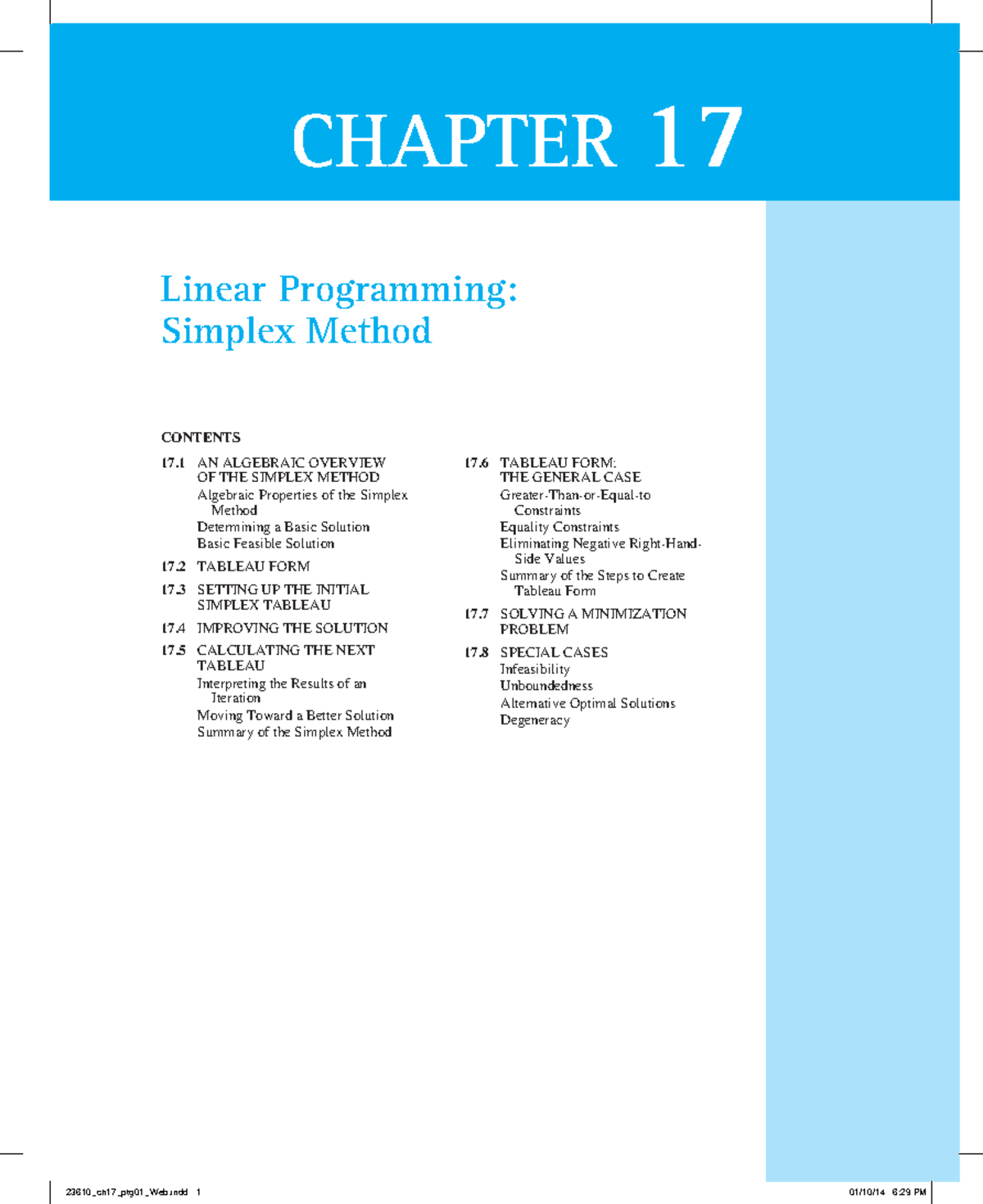 23610 Ch17 Ptg01 Web Chapter 17 Textbook Linear Programming Simplex Method Contents 17 An