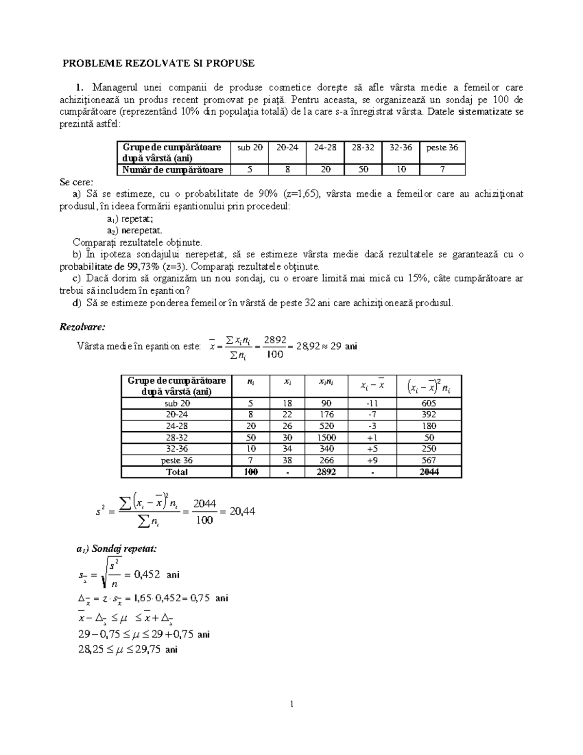 S4 aplicatii rezolvate sondaj - Statistica Statistics - ASE Bucuresti ...