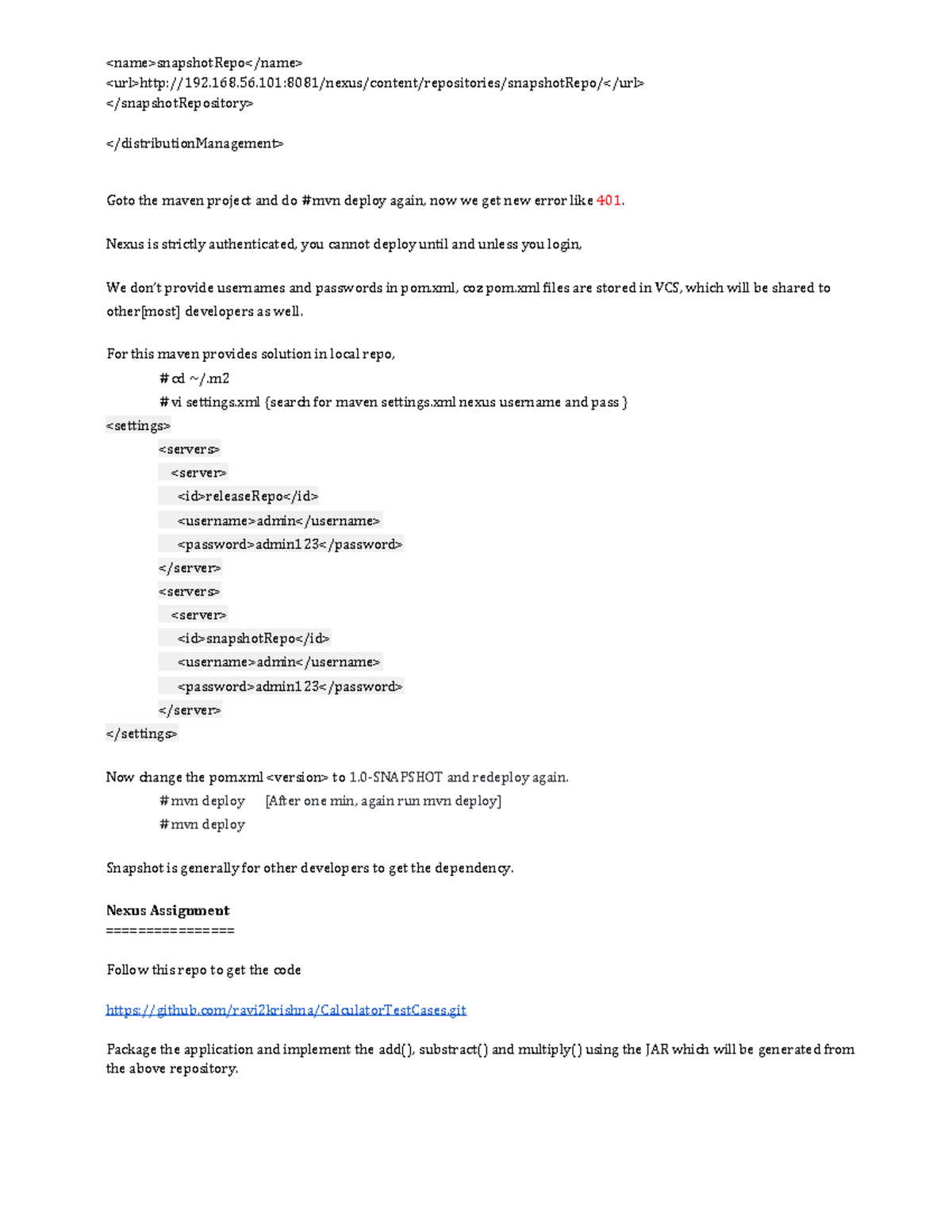 Devops complete notes-4 - snapshotRepo 192.168.56:8081/nexus/content ...