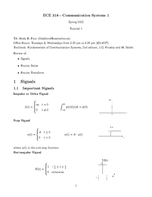 Tutorial 8 - Instructor: Weihua Zhuang - ECE 318 - Communication ...