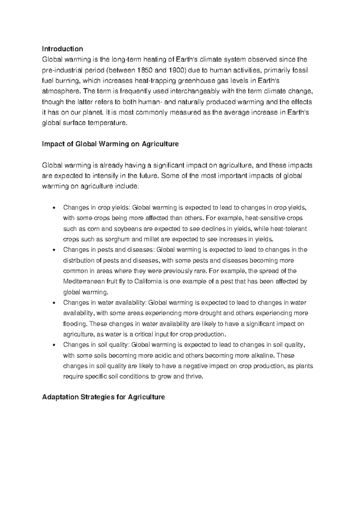 Global warming - Introduction Global warming is the long-term heating ...