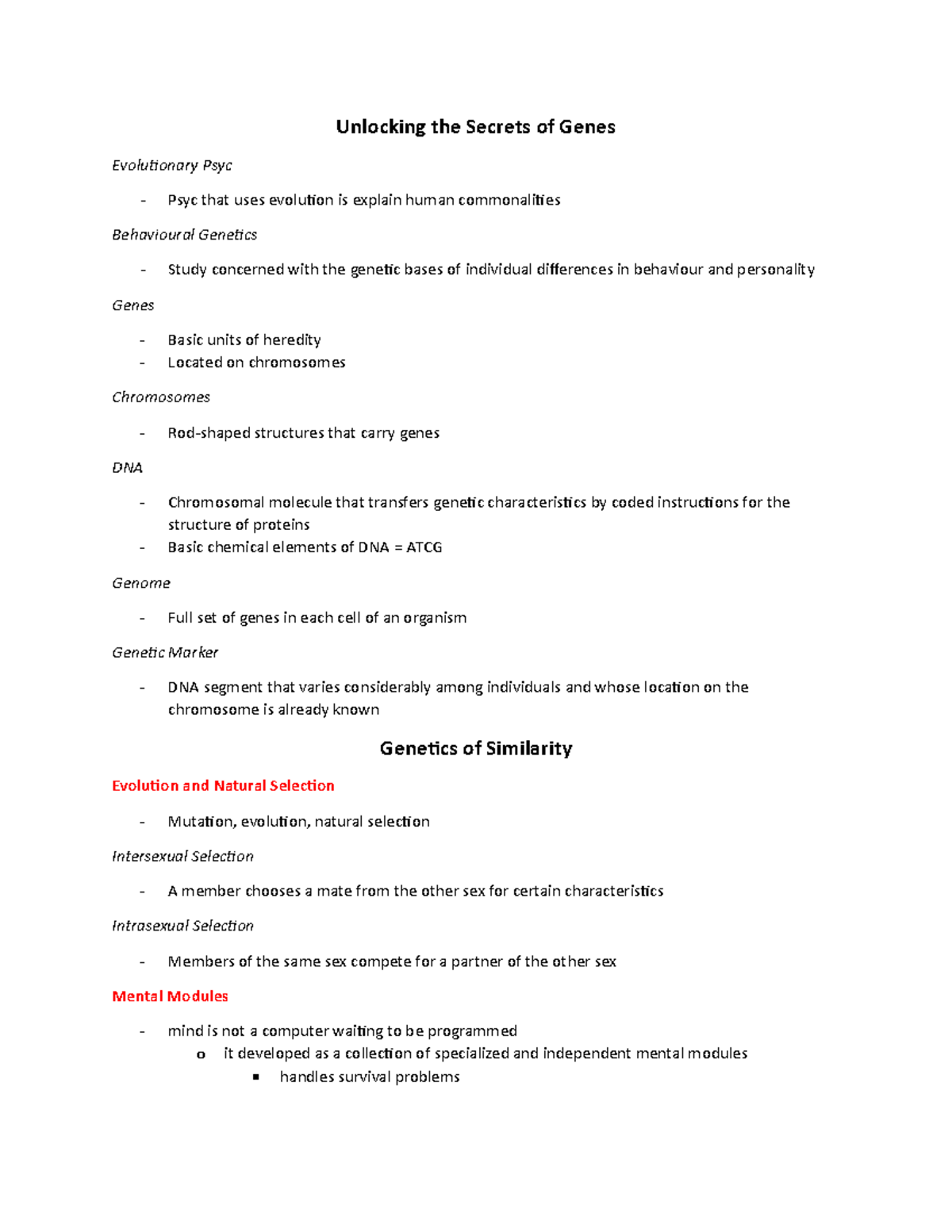 PSYC - Chapter 3 (Genes, Evolution, Environment) - Unlocking the ...