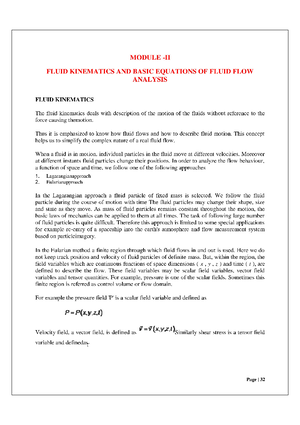 Fluid Dynamics - Fluid Mechanics - Studocu