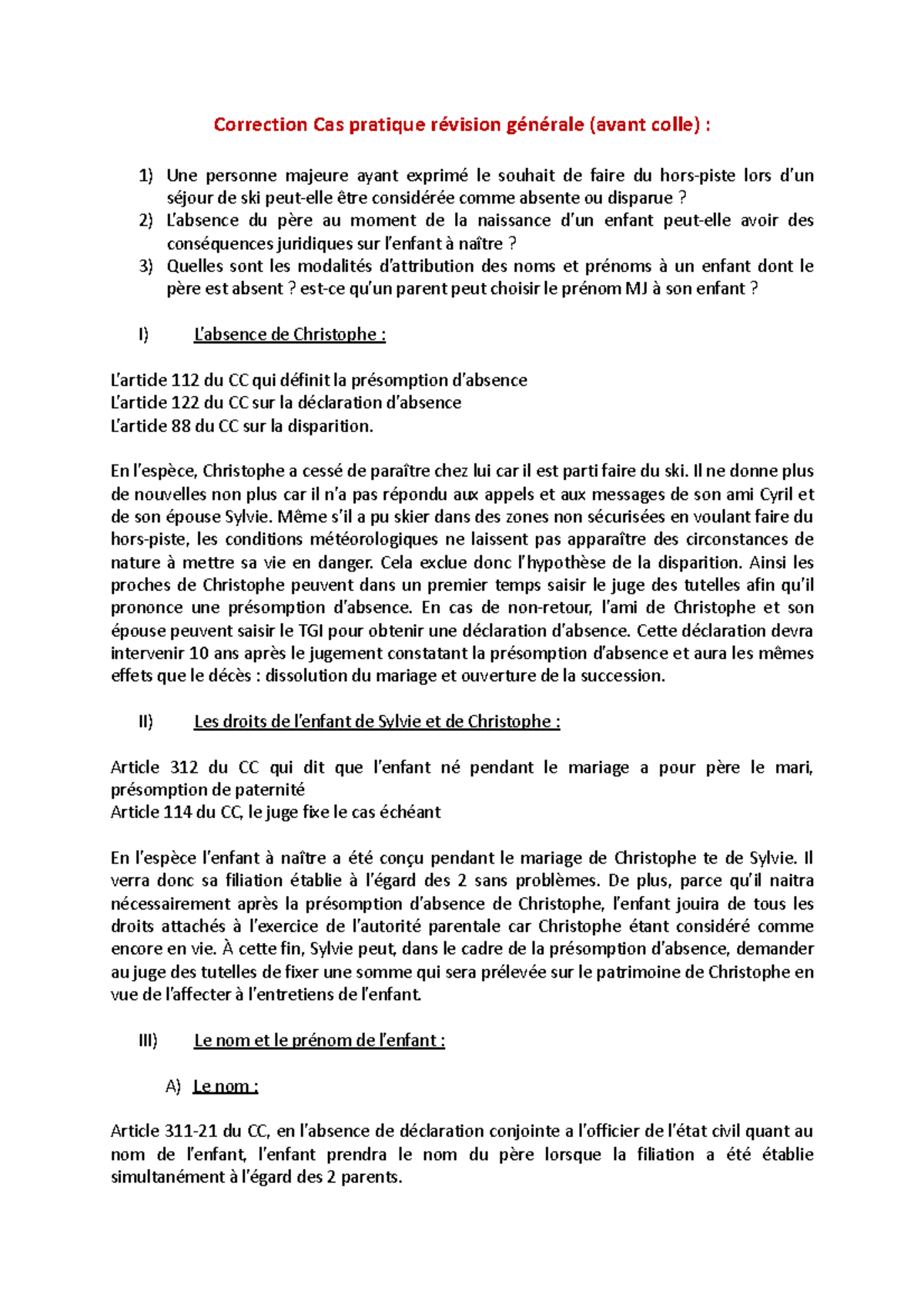 Correction Cas pratique révision générale - Correction Cas pratique ...