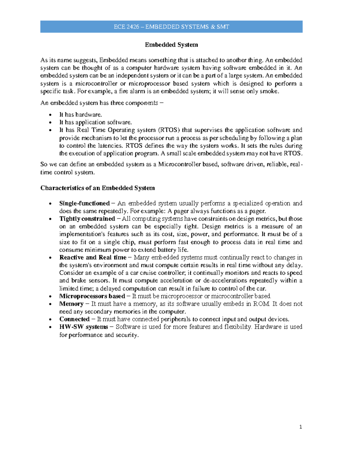 Lecture 2 - Embedded System Design - Embedded System As its name ...