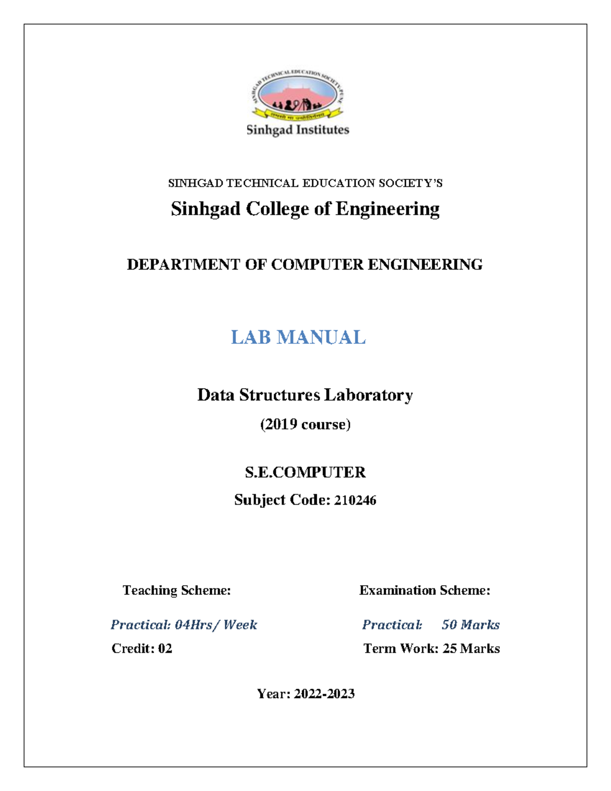 DSL Lab Manual by Rishi - SINHGAD TECHNICAL EDUCATION SOCIETY’S Sinhgad ...