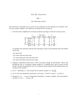 Practical - STA 250: Statistics Lab 1 This lab work is intended to be ...
