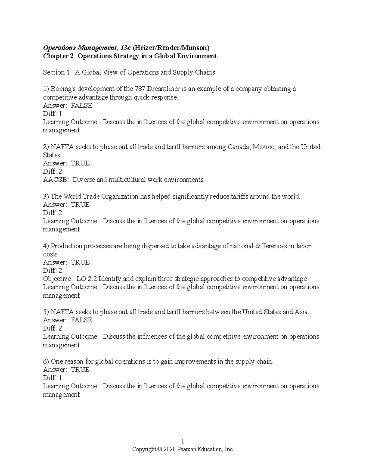 2515 - Operations Management, 13e (Heizer/Render/Munson) Chapter 2 ...