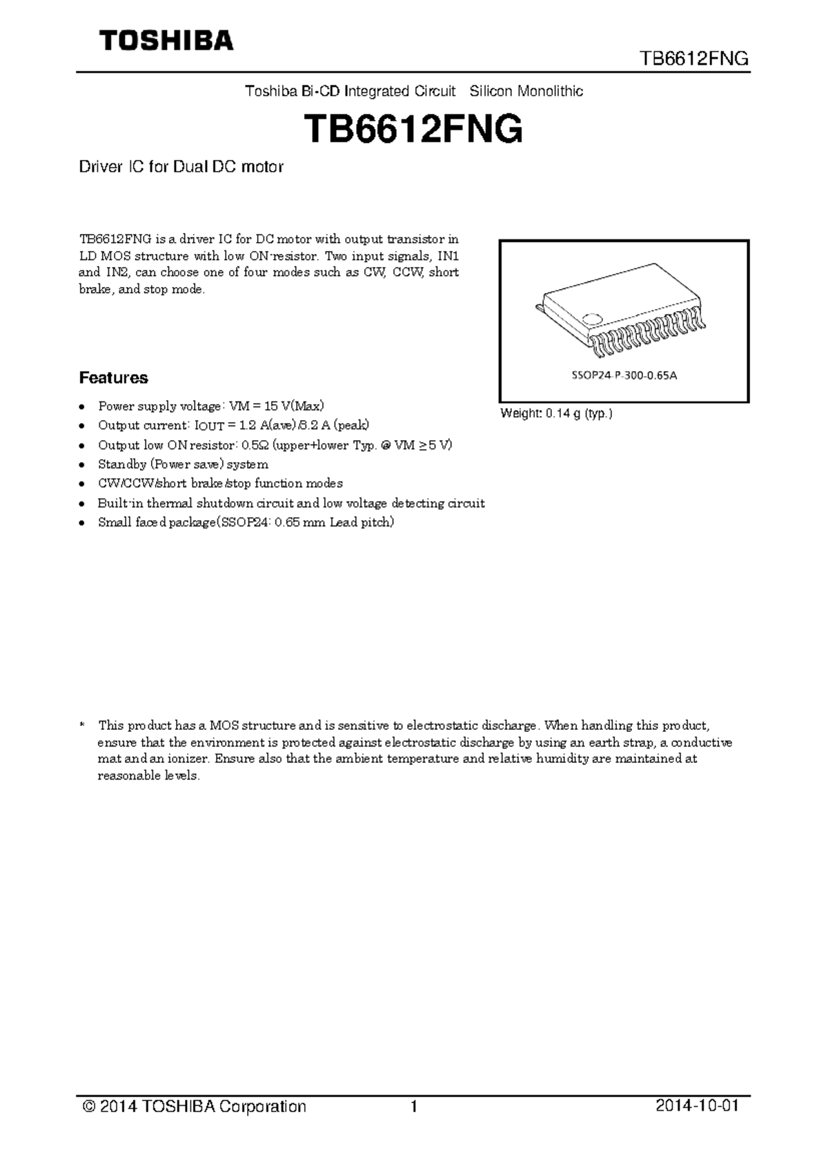 TB6612FNG - tailieukythuay - Toshiba Bi-CD Integrated Circuit Silicon ...