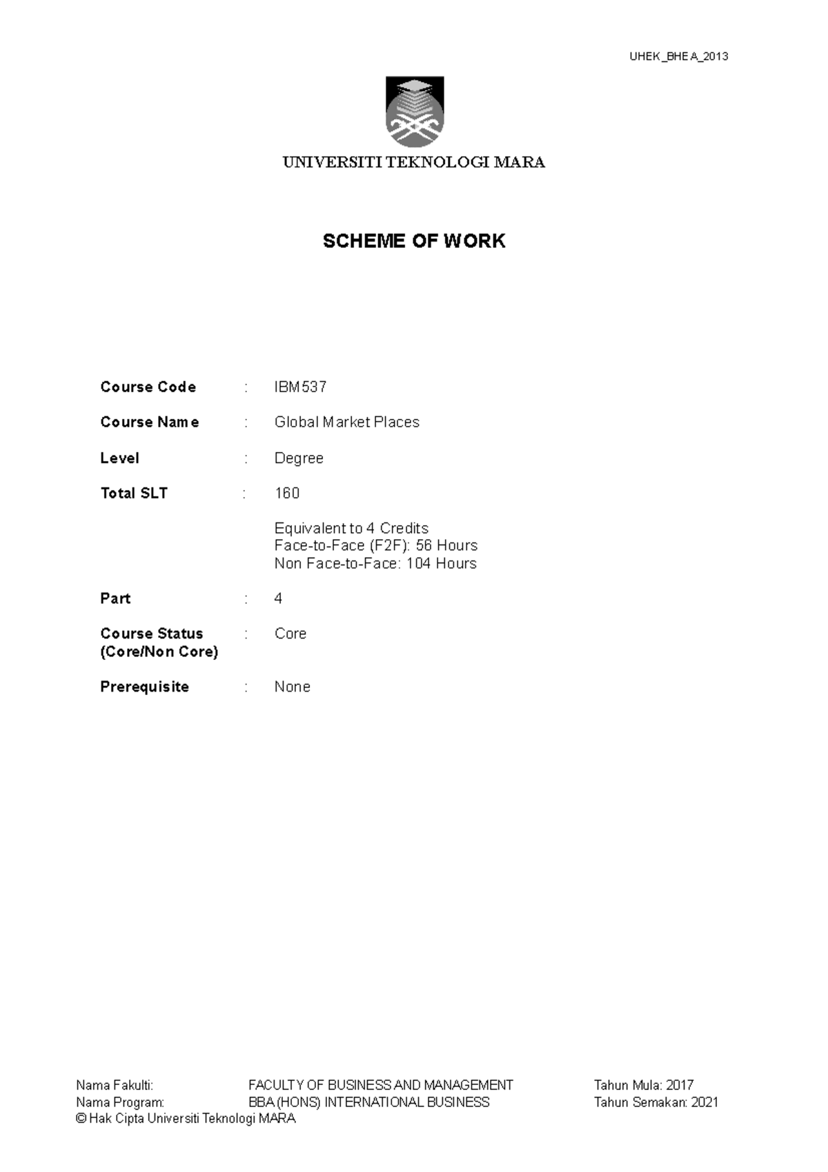 IBM537 Scheme Of Work UNIVERSITI TEKNOLOGI MARA SCHEME OF WORK Course ibm537-scheme-of-work-universiti-teknologi-mara-scheme-of-work-course