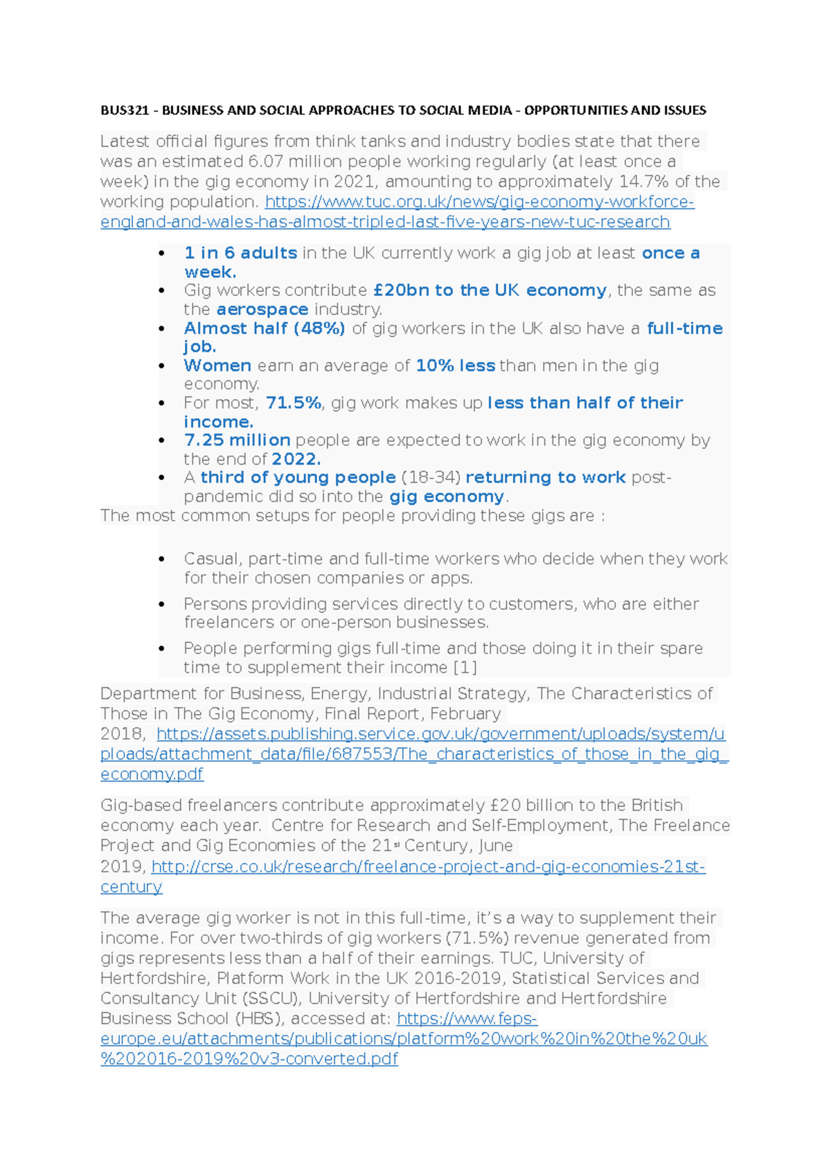 Business approaches to social media notes - BUS321 - BUSINESS AND ...