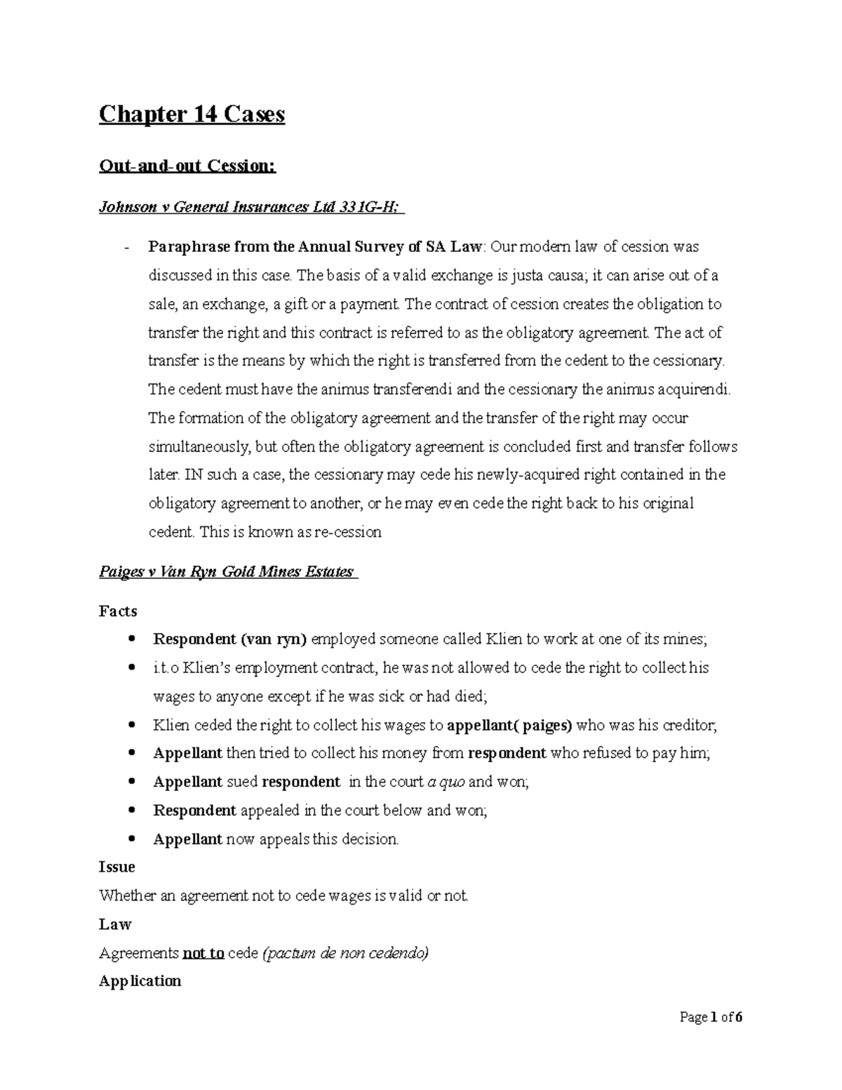 Chapter-14-Cases - case notes for chapter 14 - Chapter 14 Cases Out-and ...