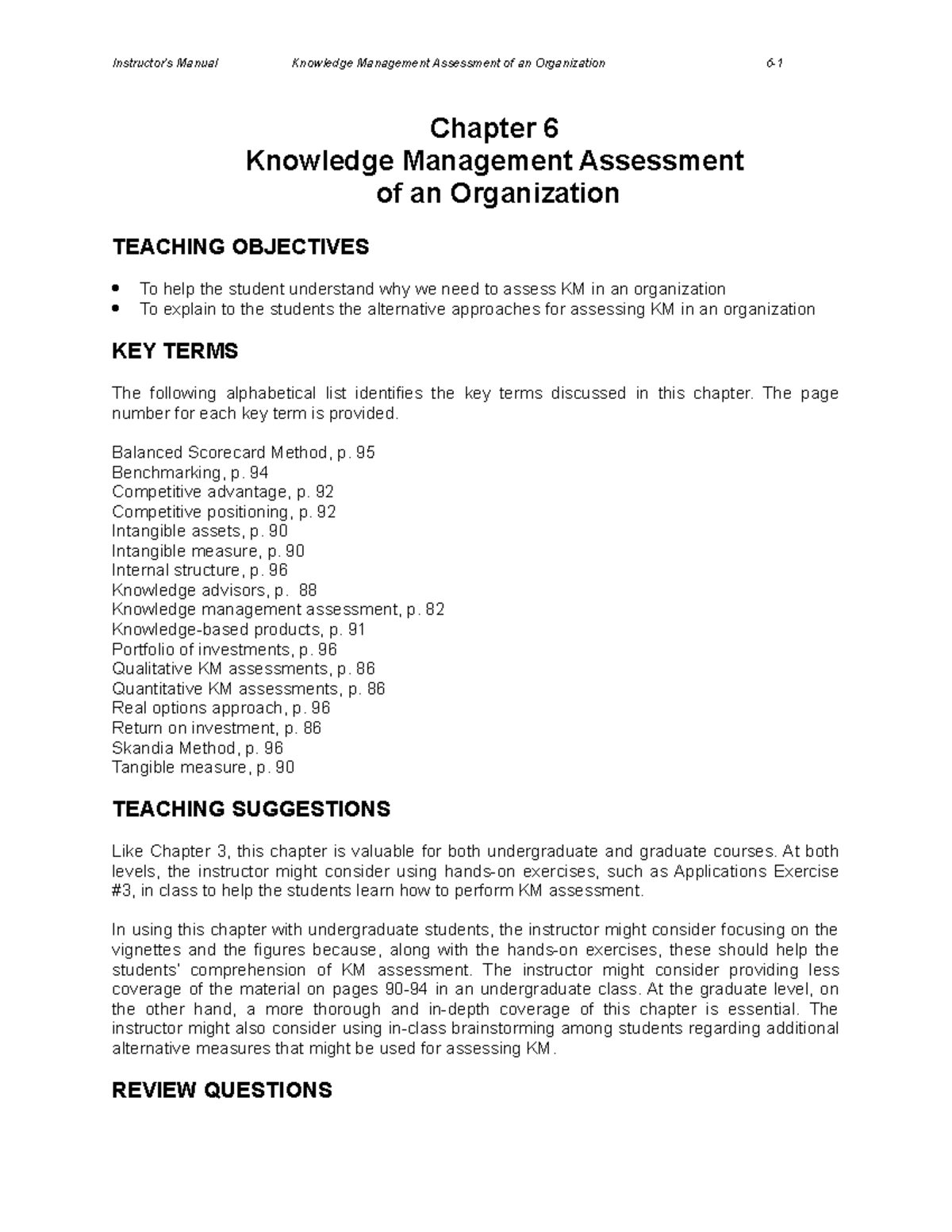 LN KM Assessment - Lecture notes 2 - Chapter 6 Knowledge Management ...