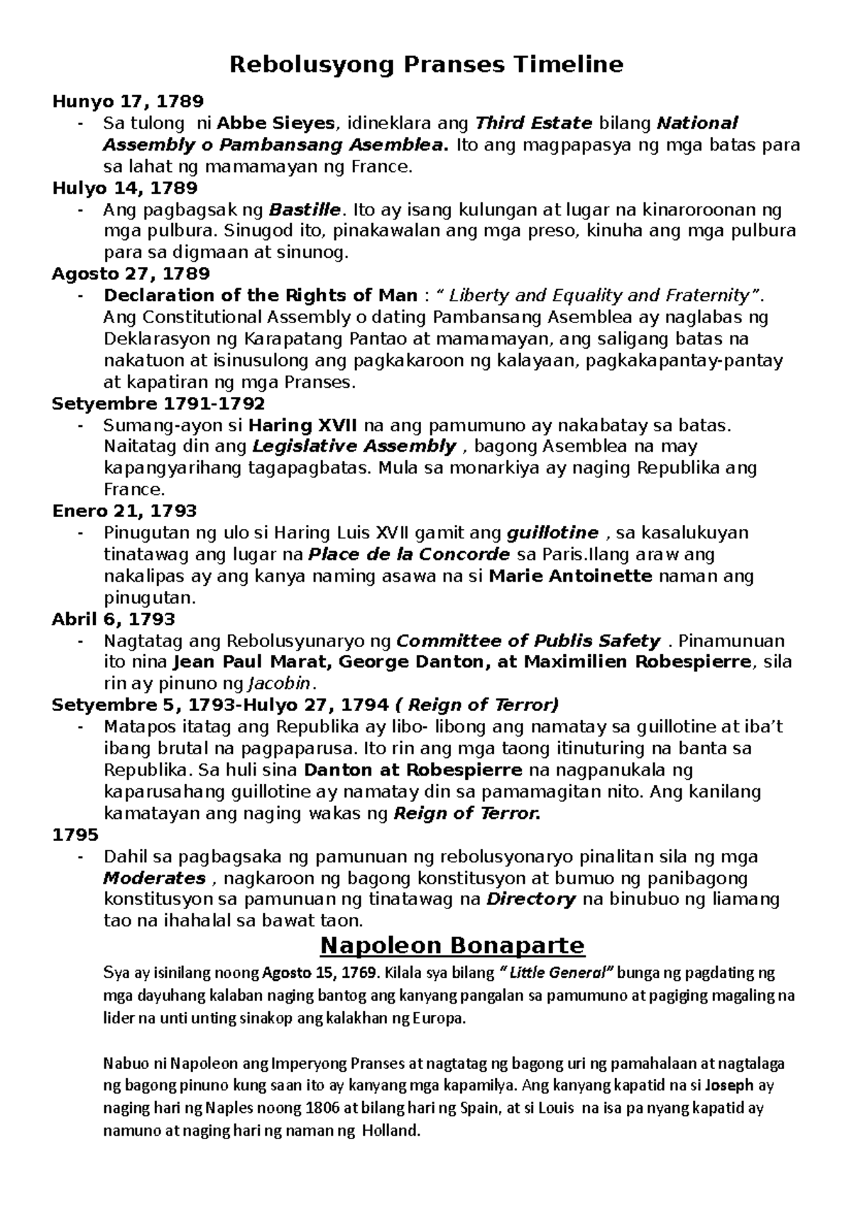 Rebolusyong Pranses Timeline - Ito ang magpapasya ng mga batas para sa ...