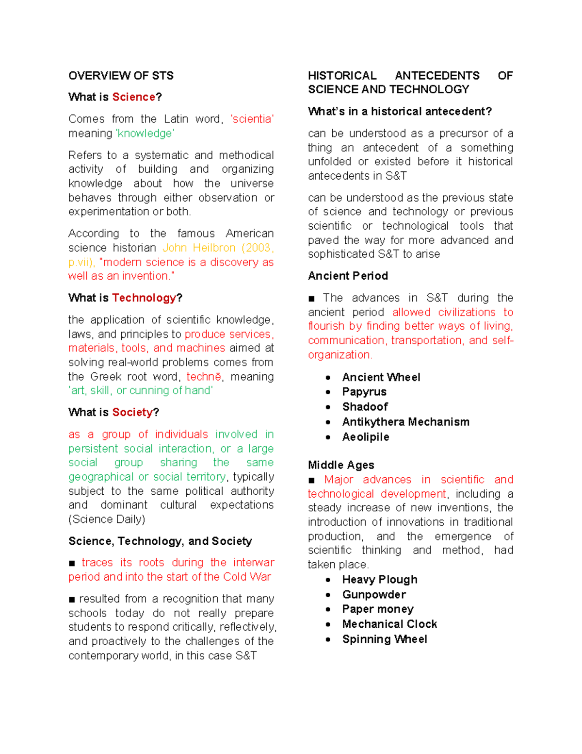 STS LS 1-2 - OVERVIEW OF STS What is Science? Comes from the Latin word ...