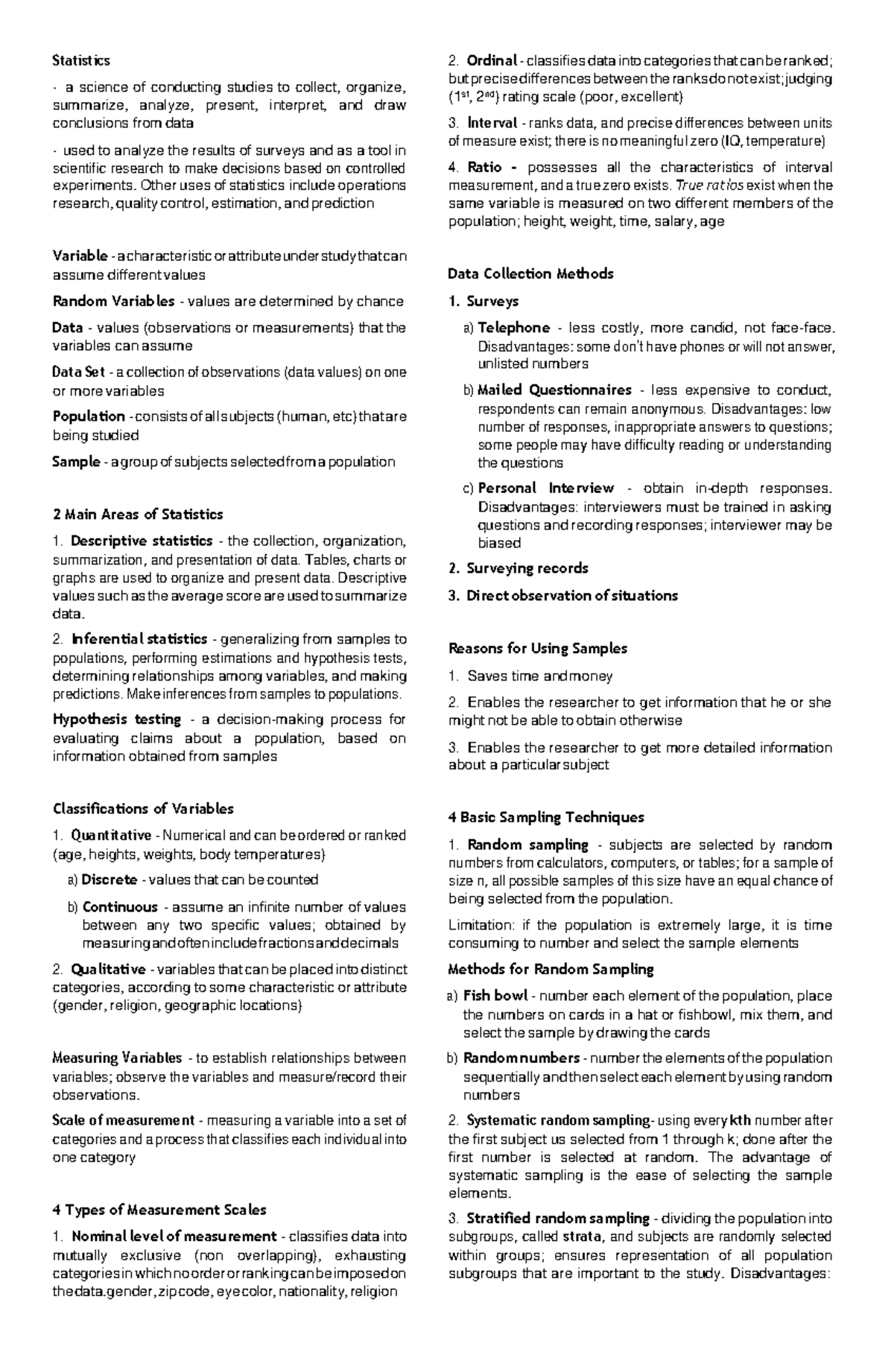 439214073 statistics and probability reviewer - Statistics a science of ...