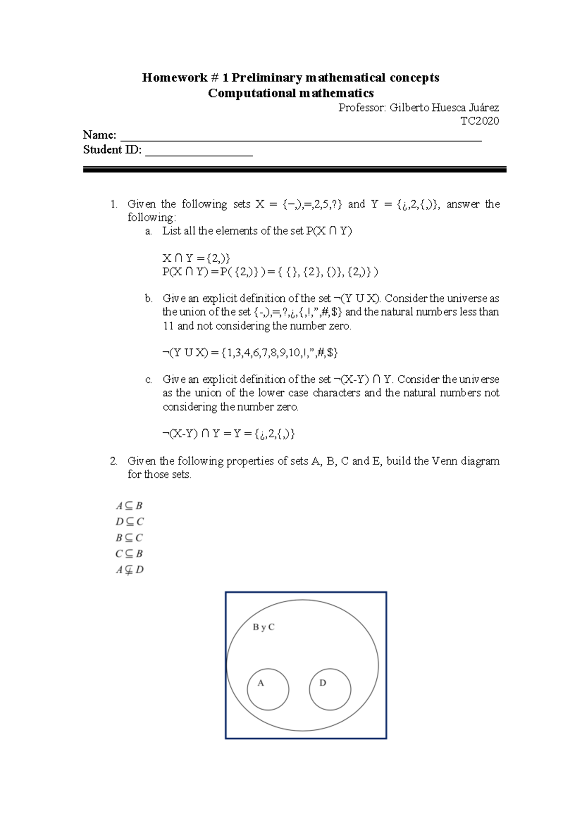 Solution Homework 1 Preliminary mathematical concepts - Homework # 1 ...