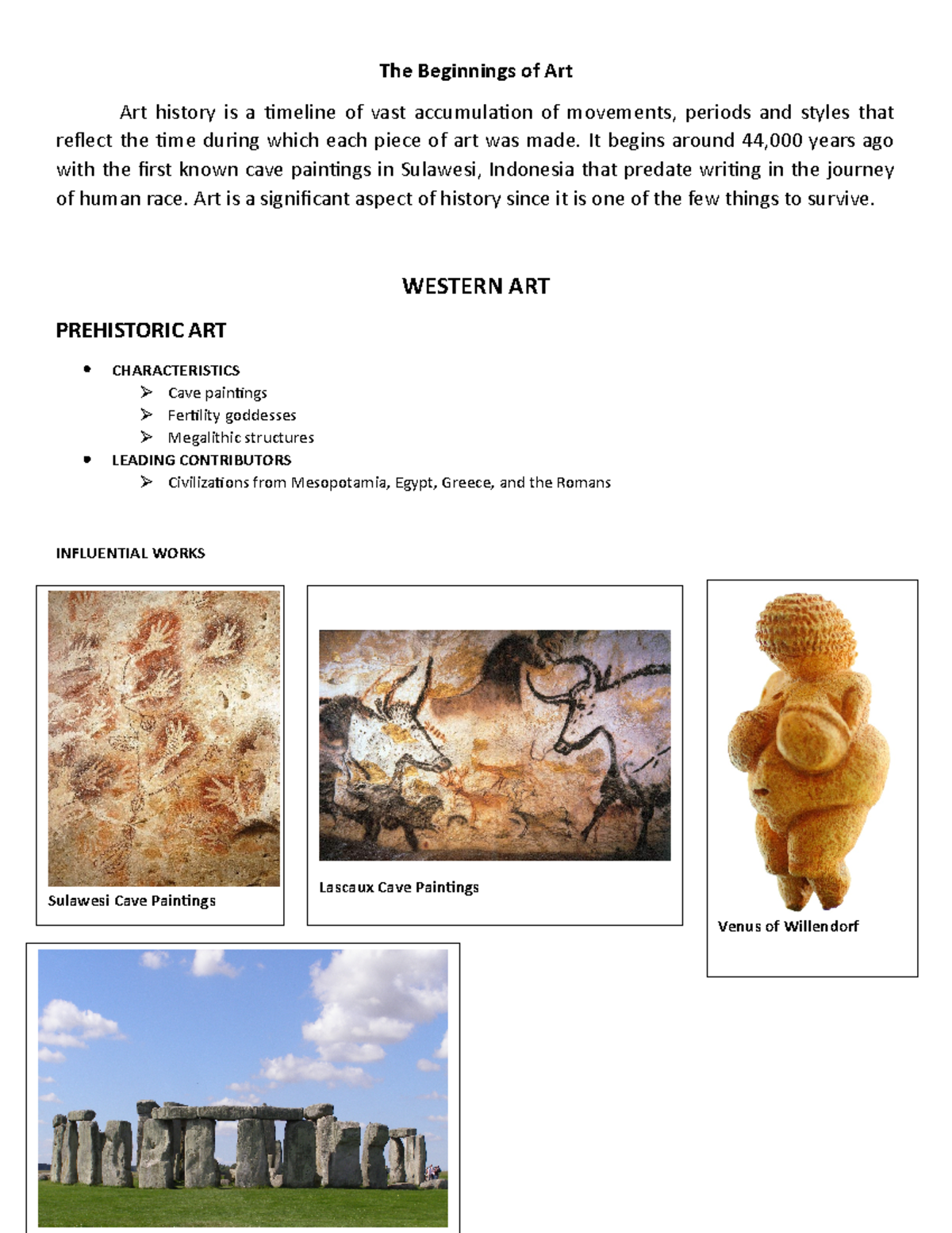 Beginnings OF ART AND Western ART - The Beginnings of Art Art history ...