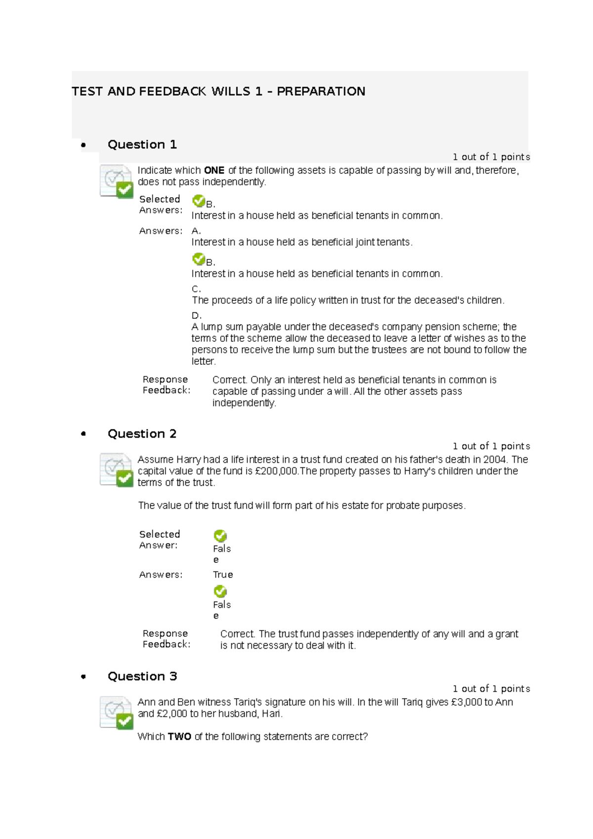 TEST AND Feedback Wills - TEST AND FEEDBACK WILLS 1 – PREPARATION ...