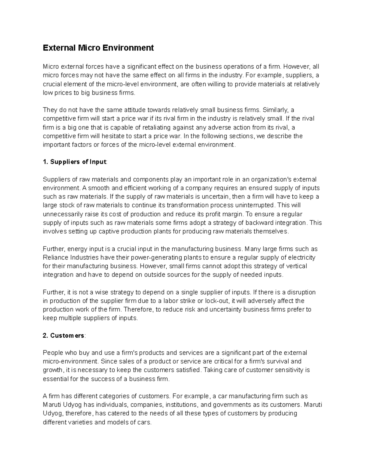 External Micro Environment - External Micro Environment Micro external ...