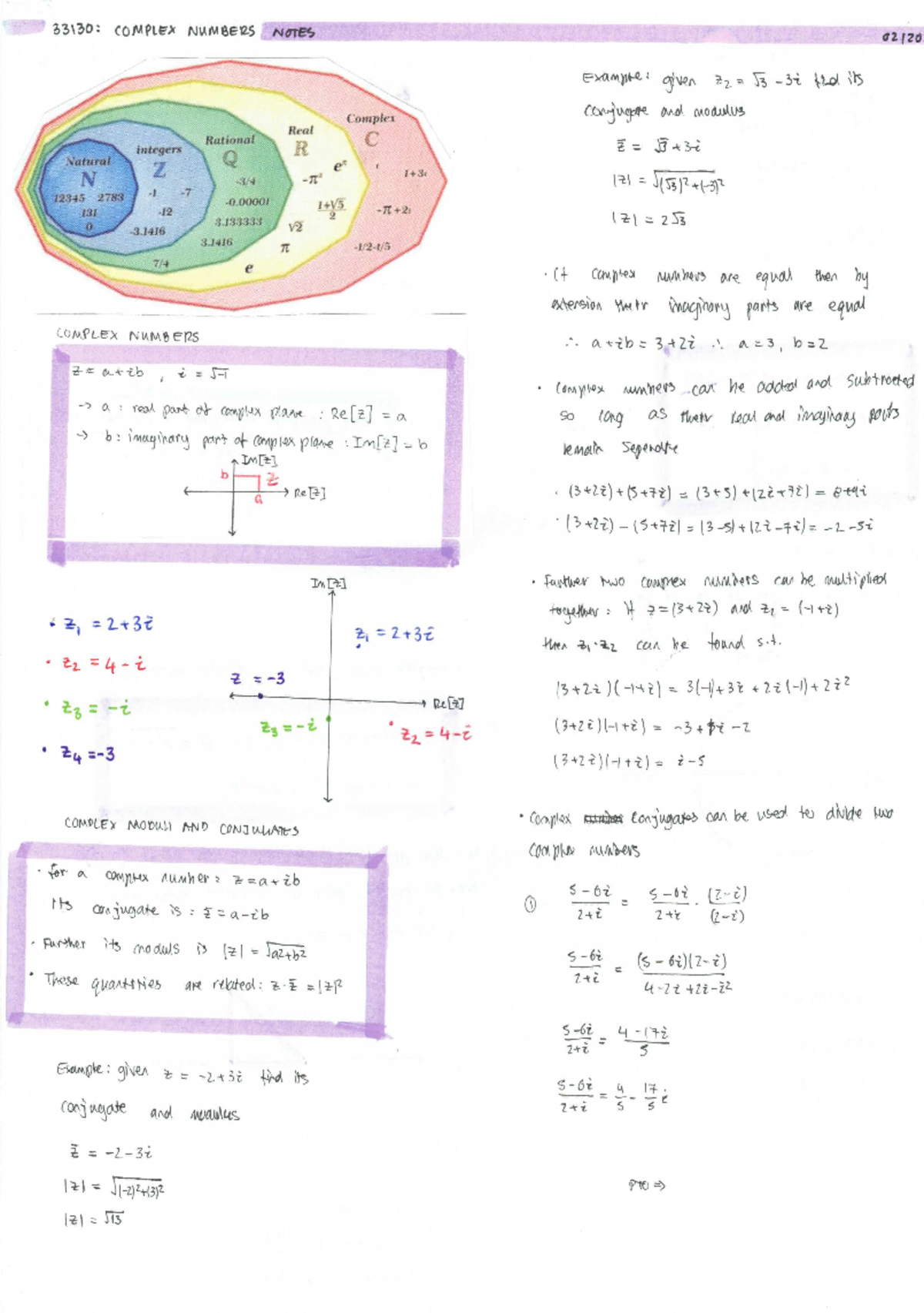 33130.06 Complex Numbers (Notes) - 33130 - Studocu