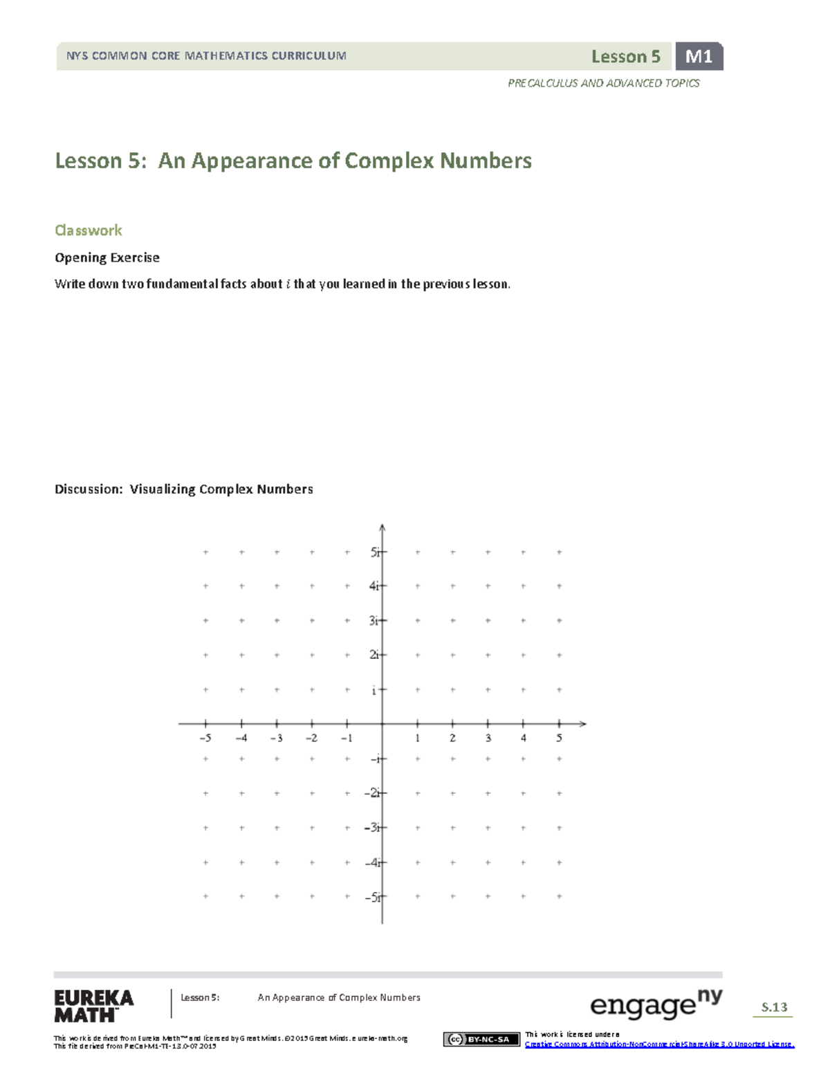 Precalculus m1 topic a lesson 5 student - Lesson 5 M PRECALCULUS AND ...
