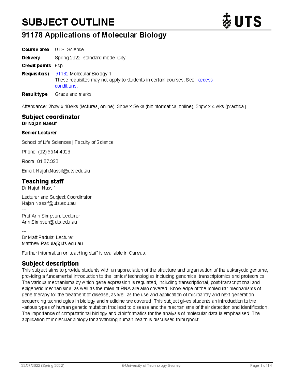 1HNJ3v-PDFs - sub outline - SUBJECT OUTLINE 91178 Applications of ...