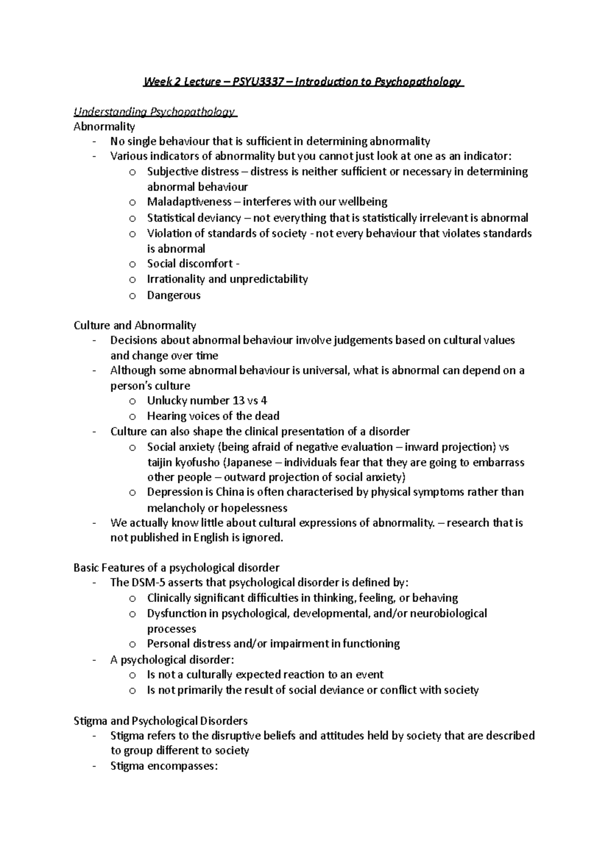 Week 2 - Lecture Notes - PSY337 - MQ - Studocu