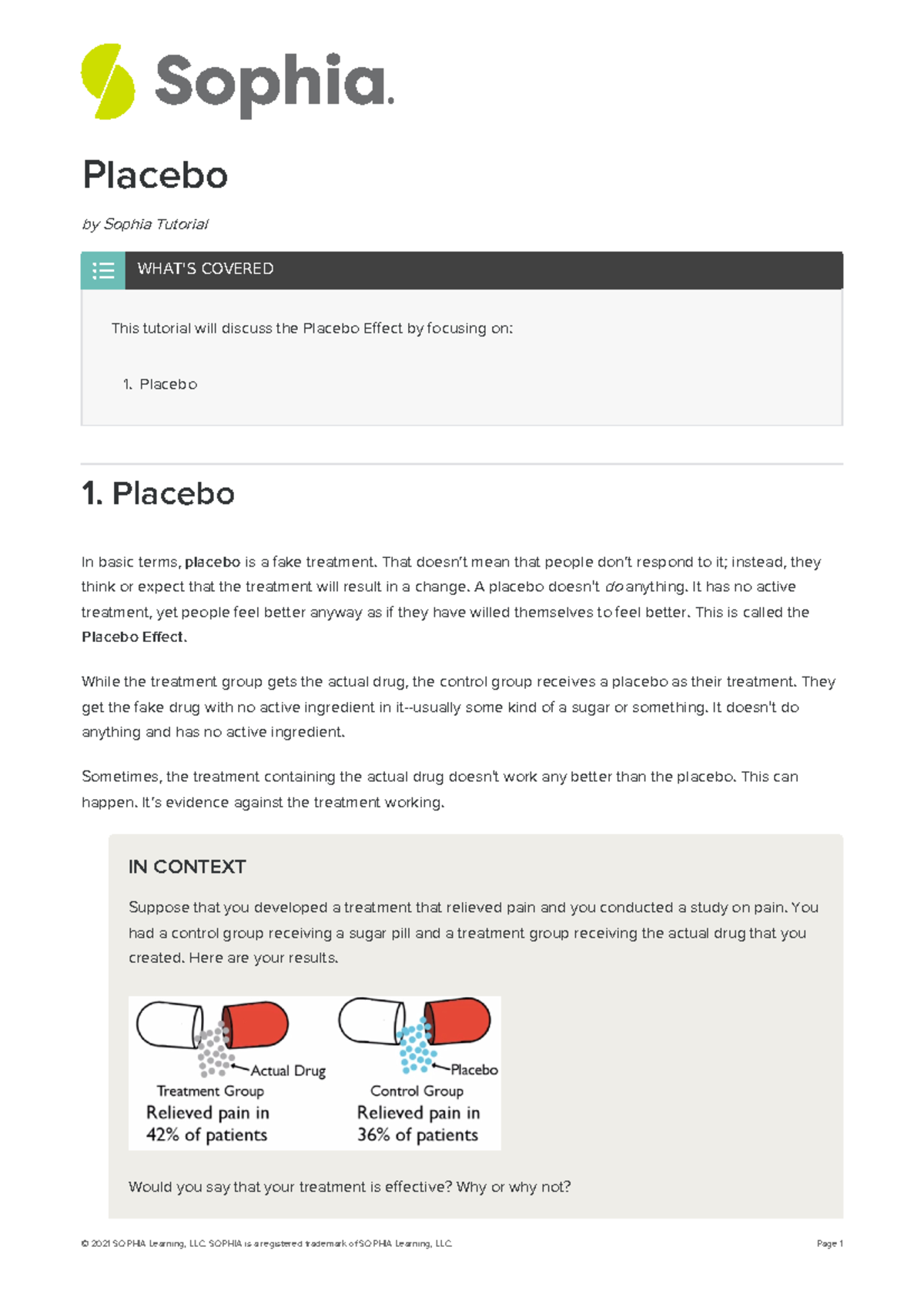Placebo notes - Placebo by Sophia Tutorial This tutorial will discuss ...