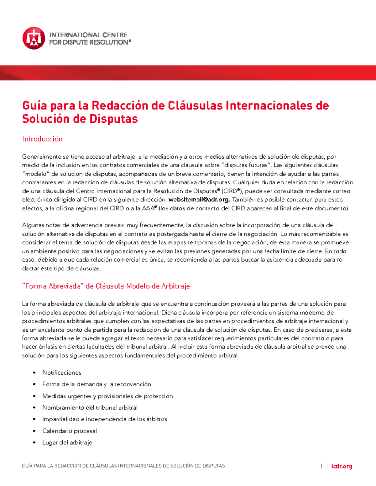ICDR Guide to Drafting International Dispute Resolution Clauses ...