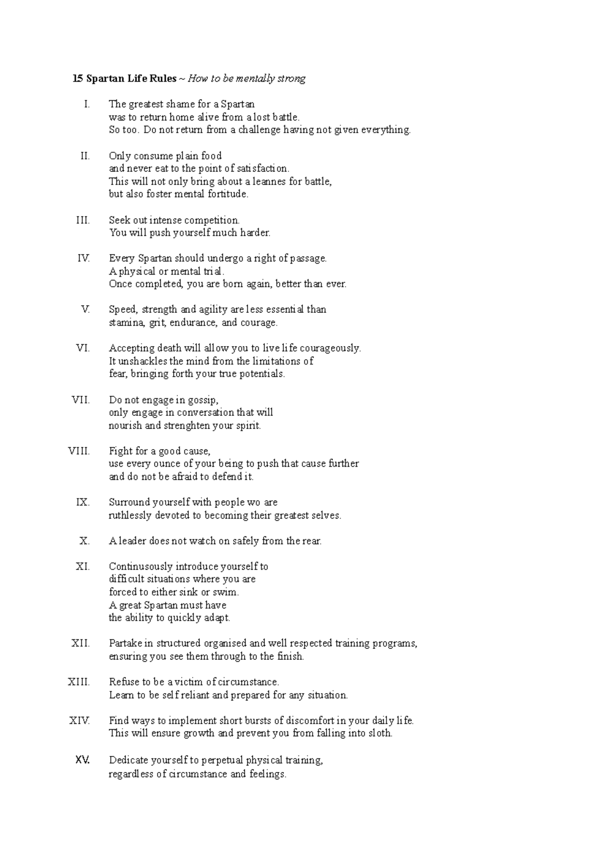 15 Spartan Life Rules - Zeer leuk - 15 Spartan Life Rules ~ How to be ...