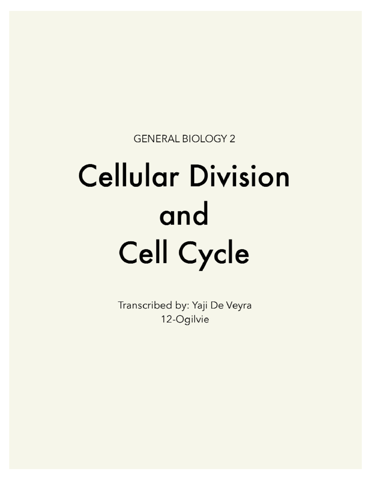 Cell Cycle and Cell Division - Senior High School - Studocu