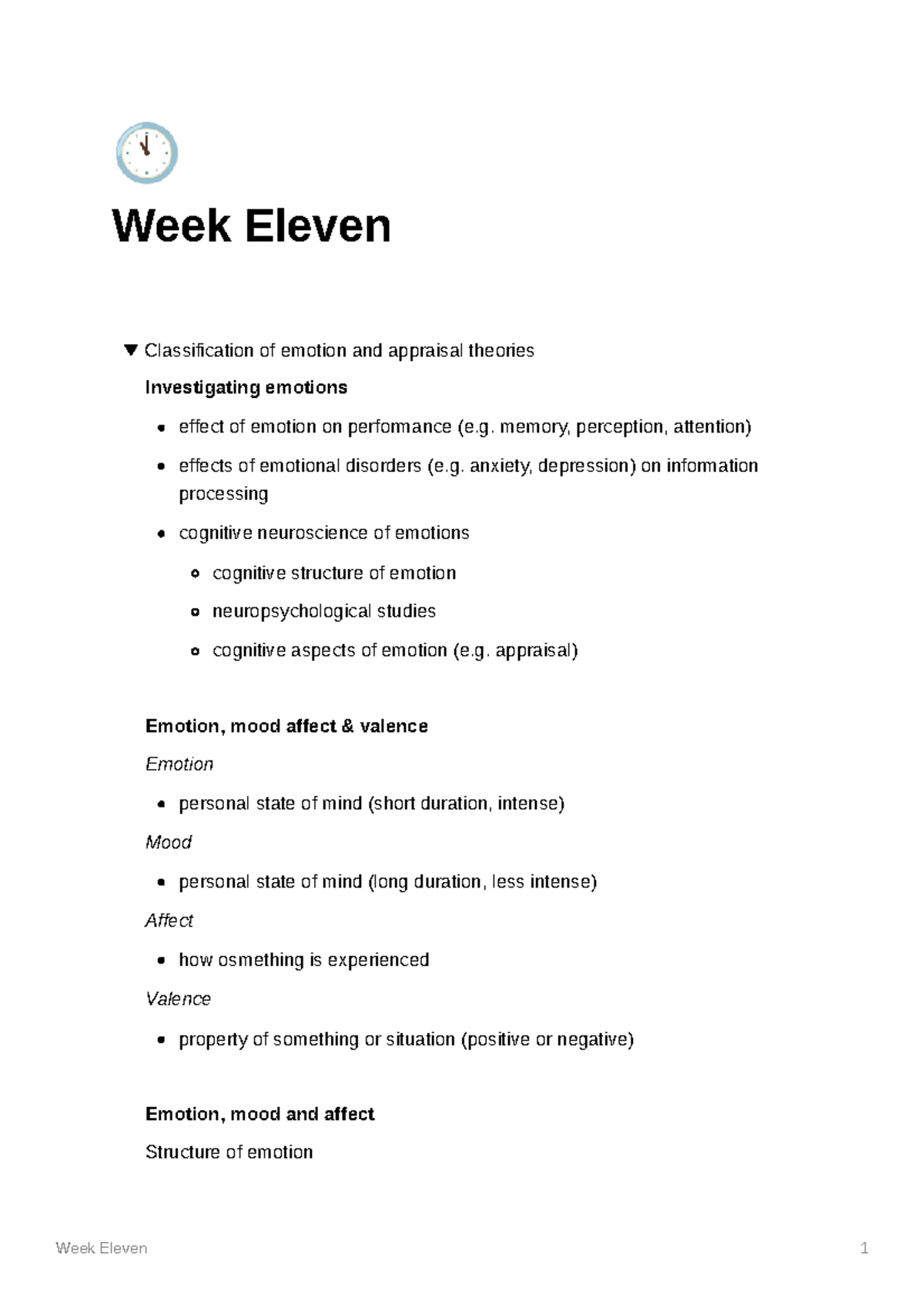 Week Eleven Cog 3rd Year Cognition Lecture And Reading Notes In Depth