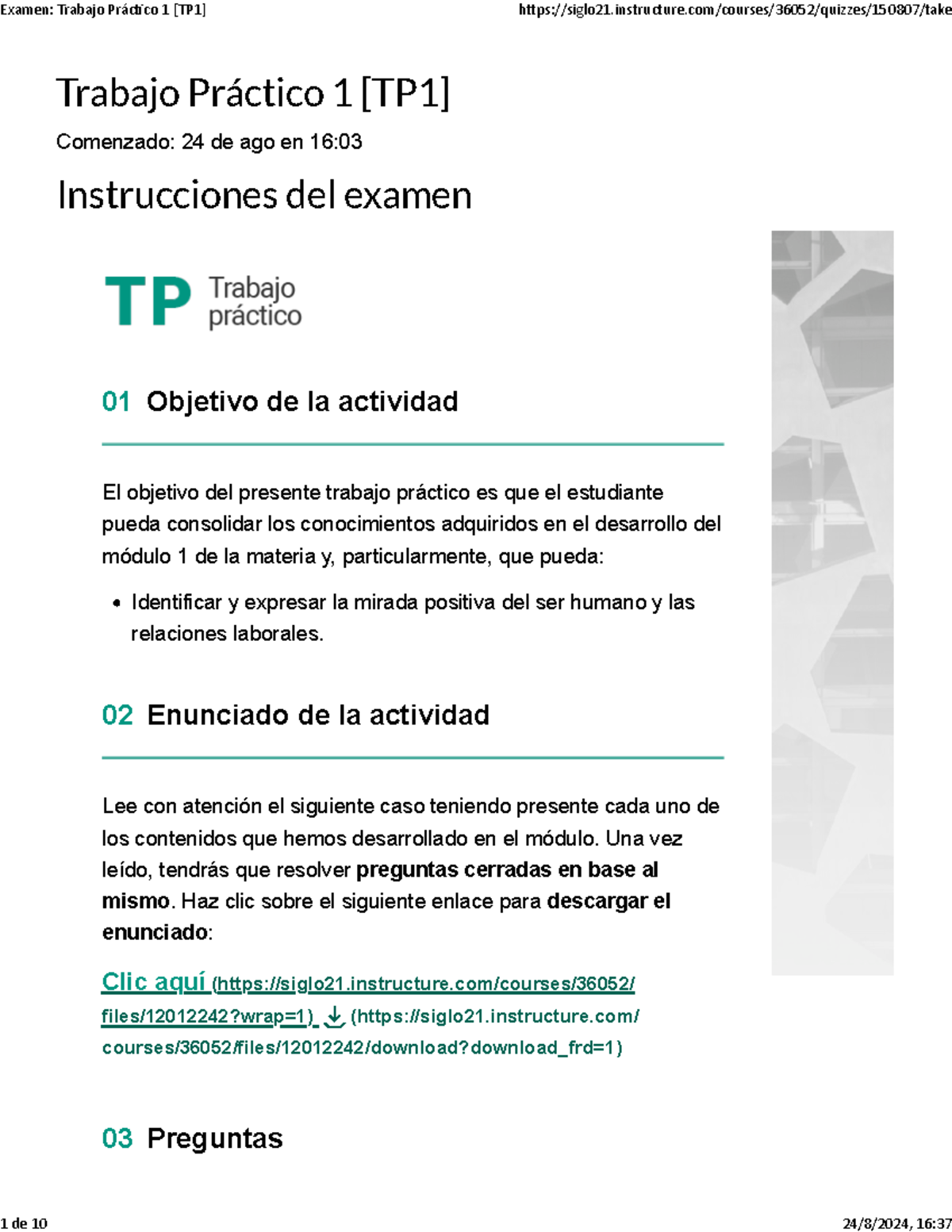 Trabajo Práctico 1 [TP1] 97,5% - Trabajo Práctico 1 [TP1] Comenzado: 24 de ago en 16 ...